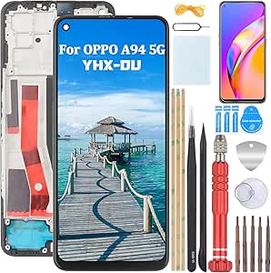 YHX-OU 6.43'' Nero+Telaio TFT Schermo per Oppo A94 5G CPH2211 LCD Display Touch Screen Digitizer ...