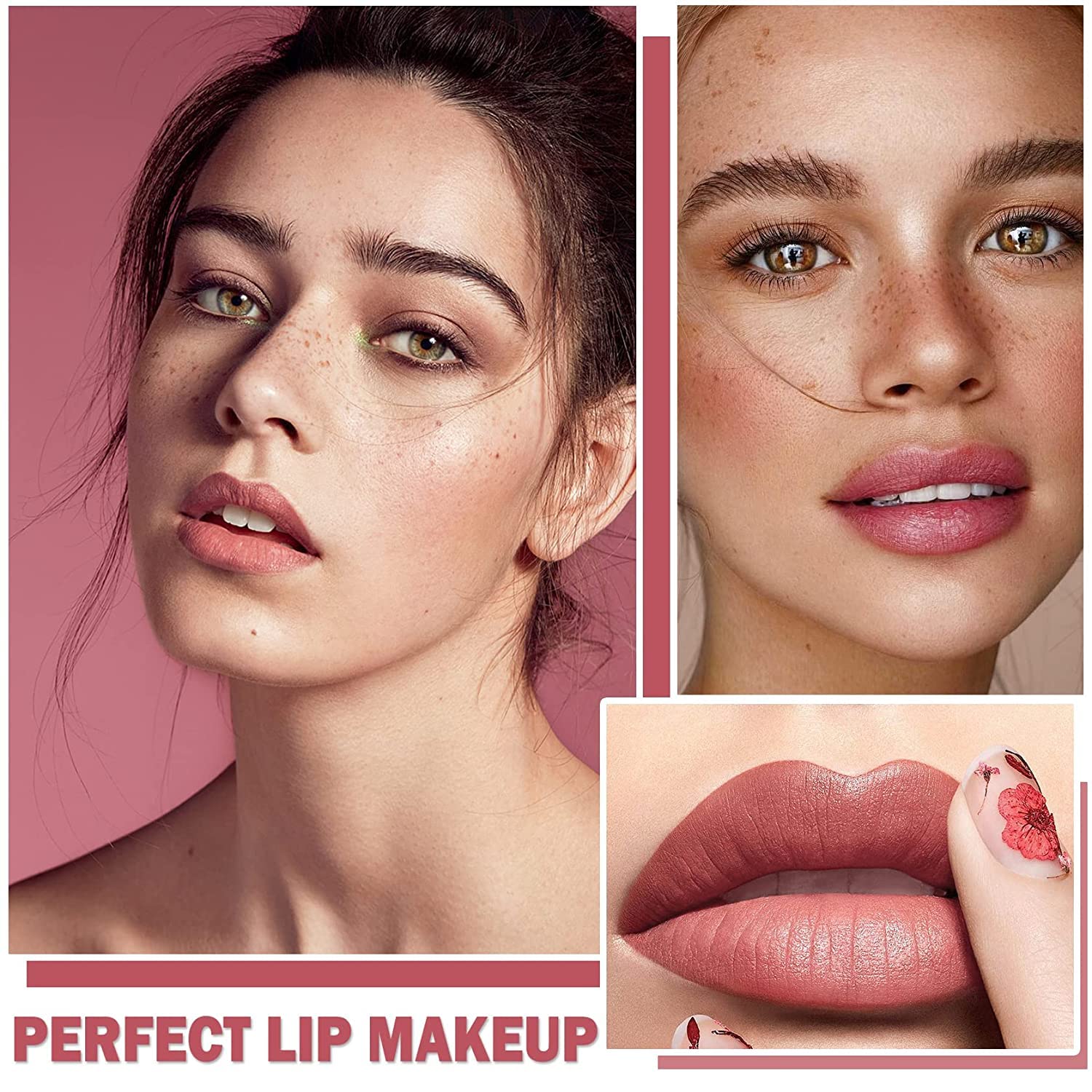 Juego de lápices labiales líquidos mate de 3 colores, líquido mate de larga duración ...