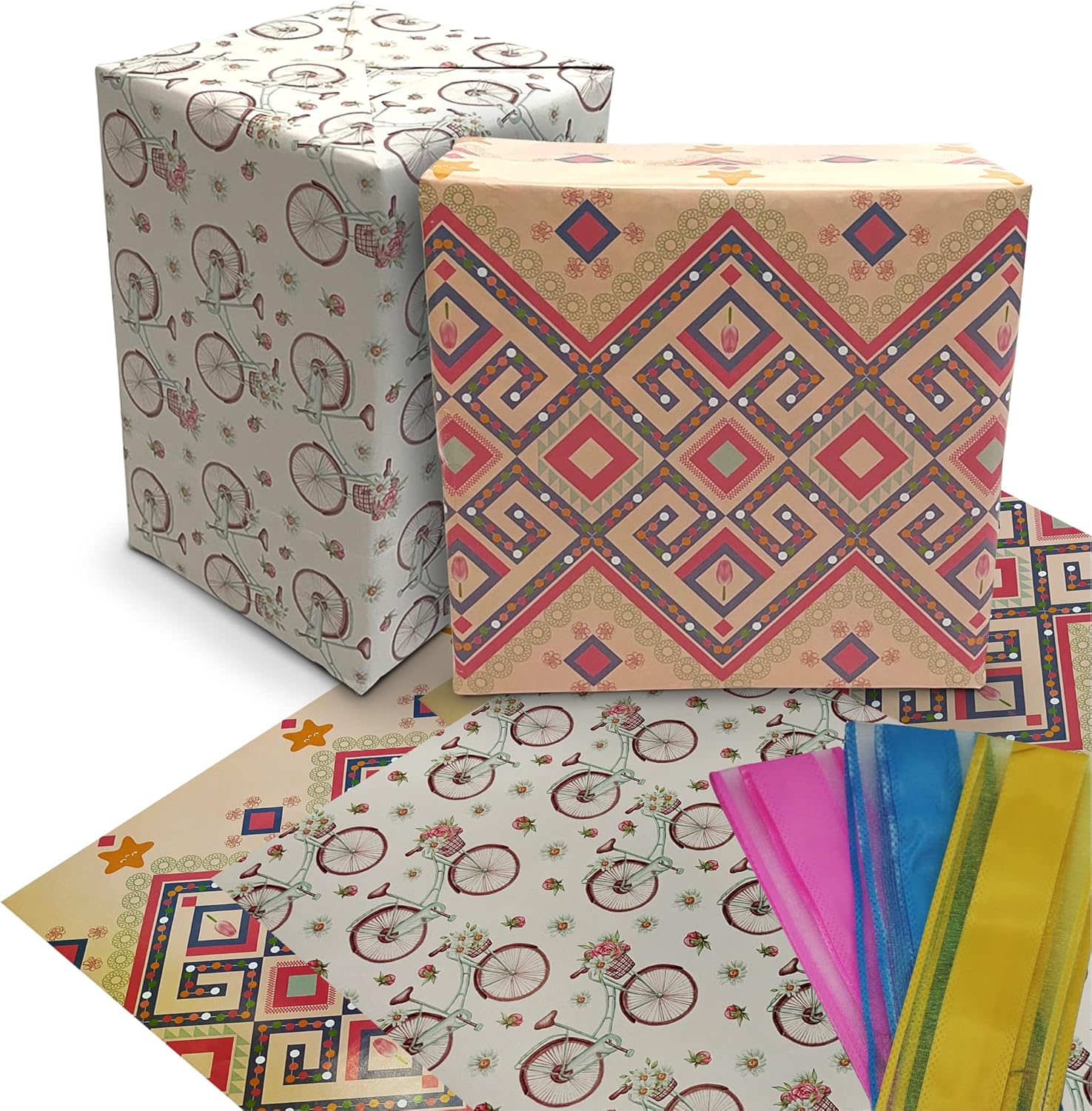 Amazon.com: Hlub Hmong Wrapping Paper Sheet with Pull Bows, 9 pack ...