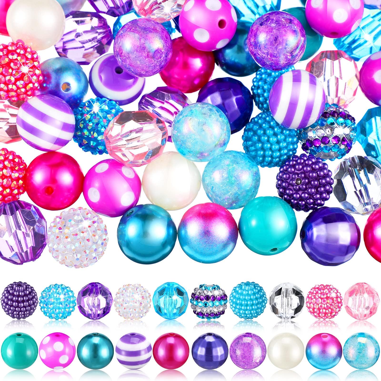 Amazon.com: Zeyune 100 Pcs Colorful Chunky Bubblegum Beads 20mm Round ...