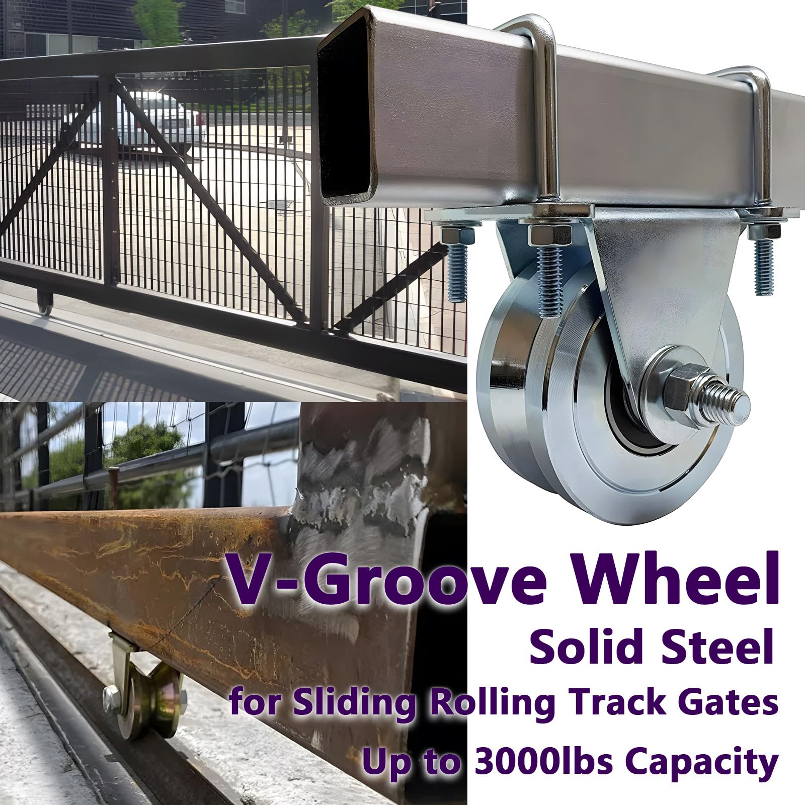 Sliding Gate Rollers 4\" V-Groove Slide Gate Wheel With Welded Bracket ...