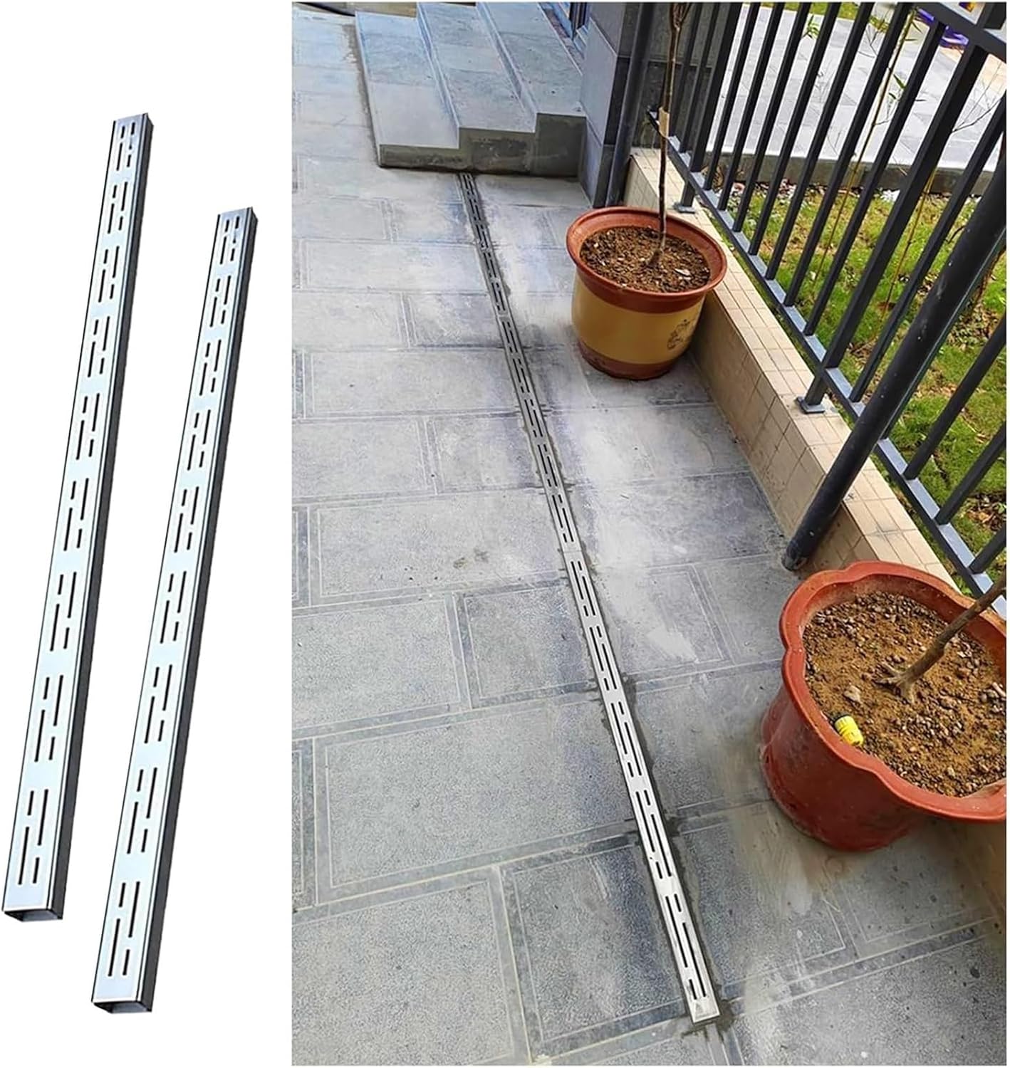 Amazon.com: Slim Channel Drain Kit with Metal Grate, 2'' or 1-2/5 ...