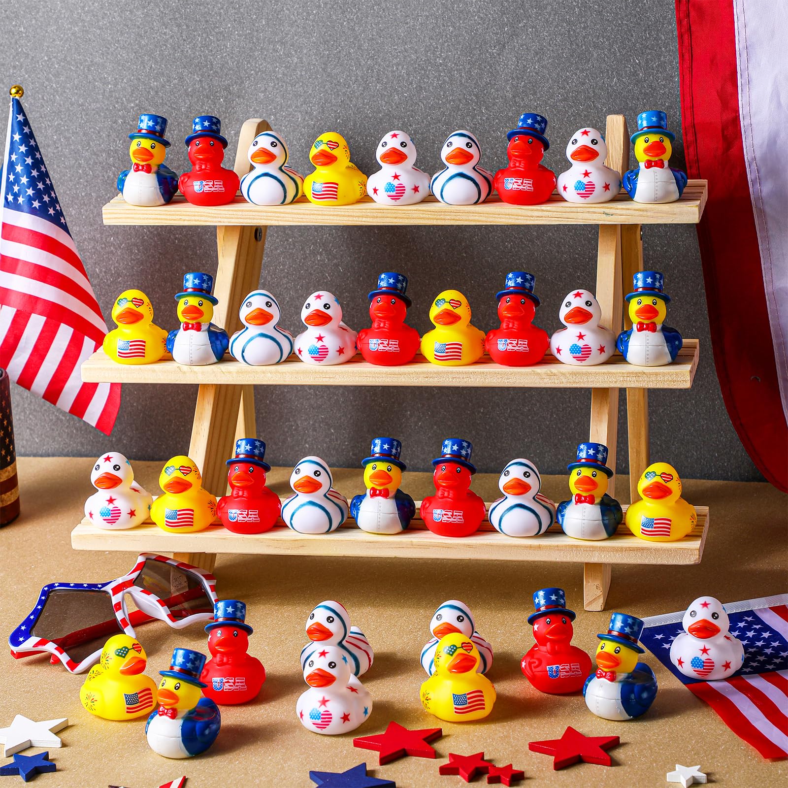 48 Pcs Patriotic Rubber Ducks 2'' Small Rubber Ducks Independence Day ...