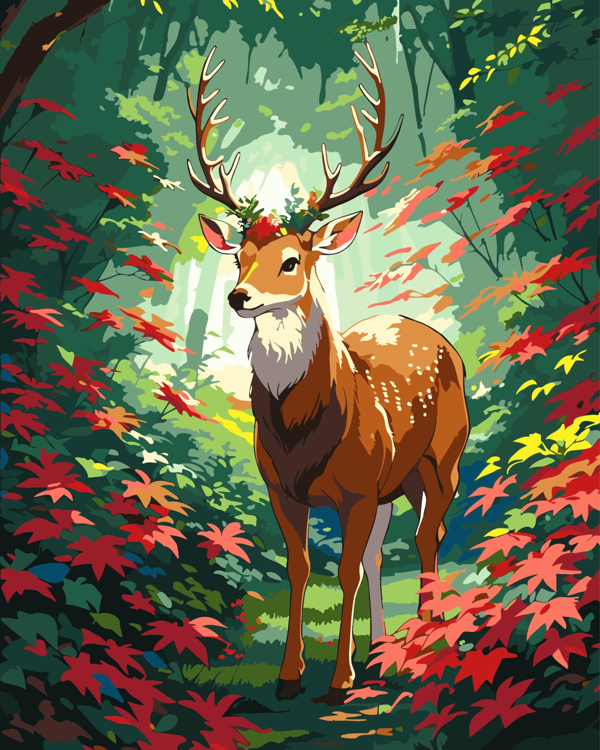 Amazon.com: FILASLFT Paint by Numbers Sika Deer, Paint by Number for ...