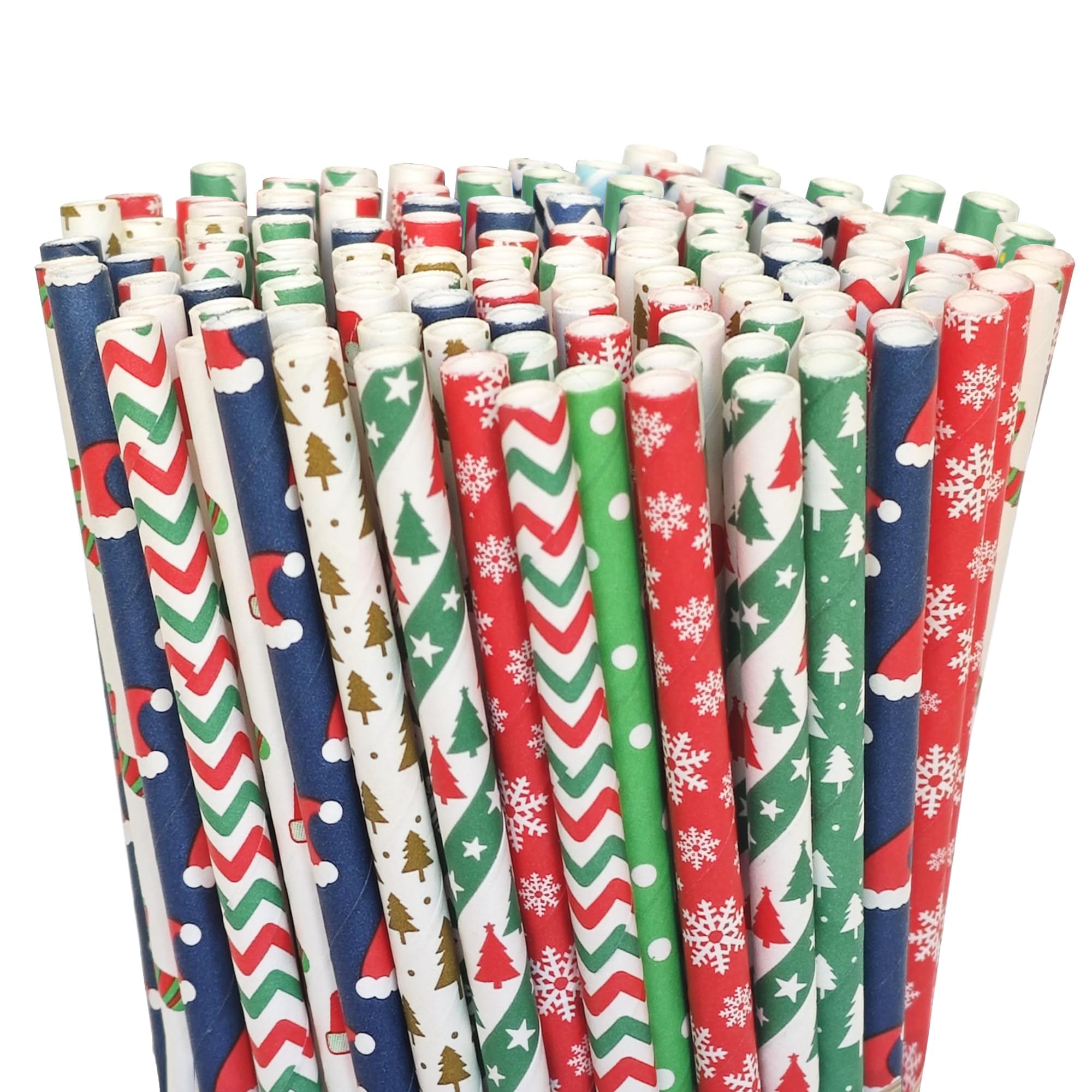 Amazon.com: 200 Pcs Christmas Paper Straws, 10 Styles Biodegradable ...