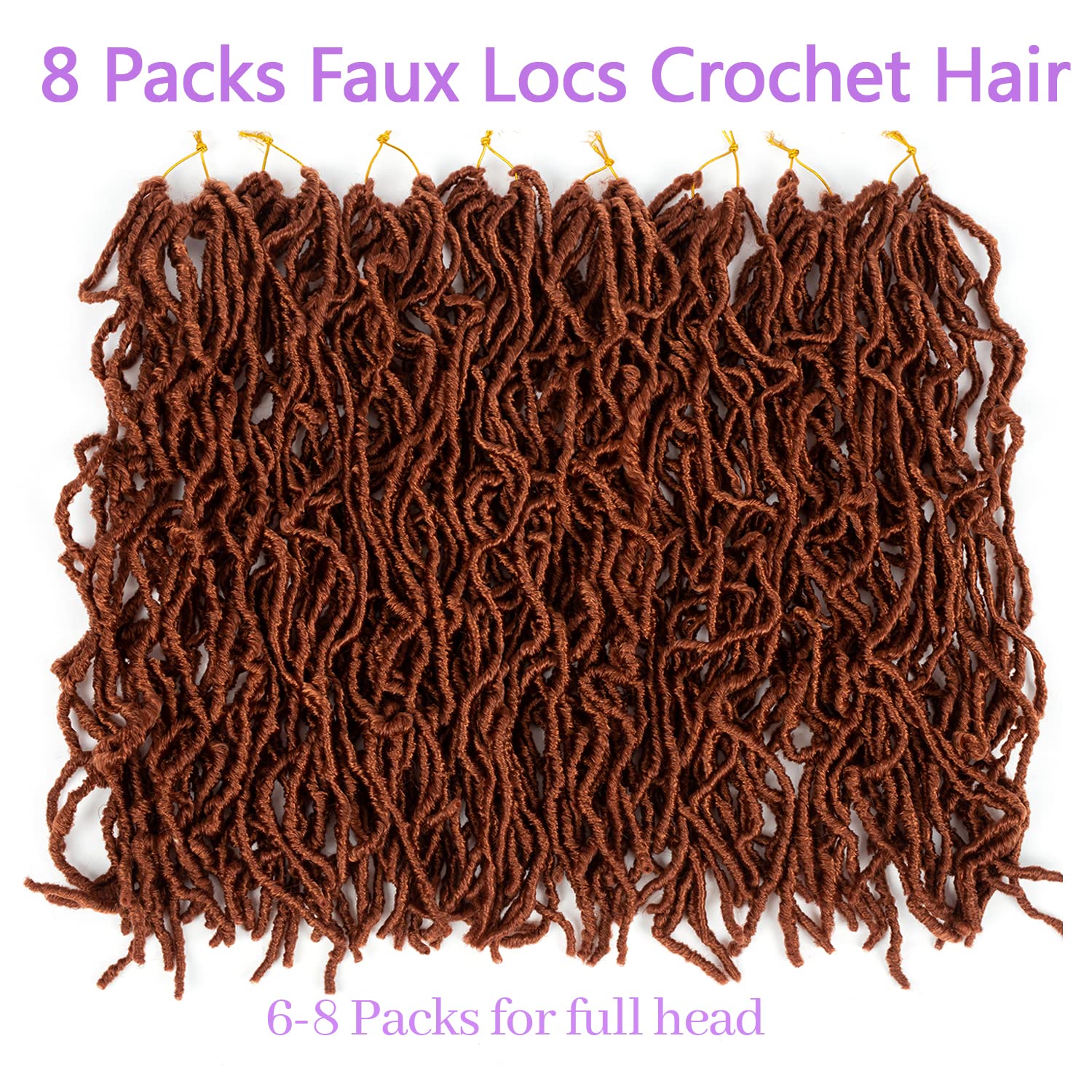 Snapklik.com : Ubeleco 8 Packs 36 Inch Soft Locs, Ginger Faux Locs ...