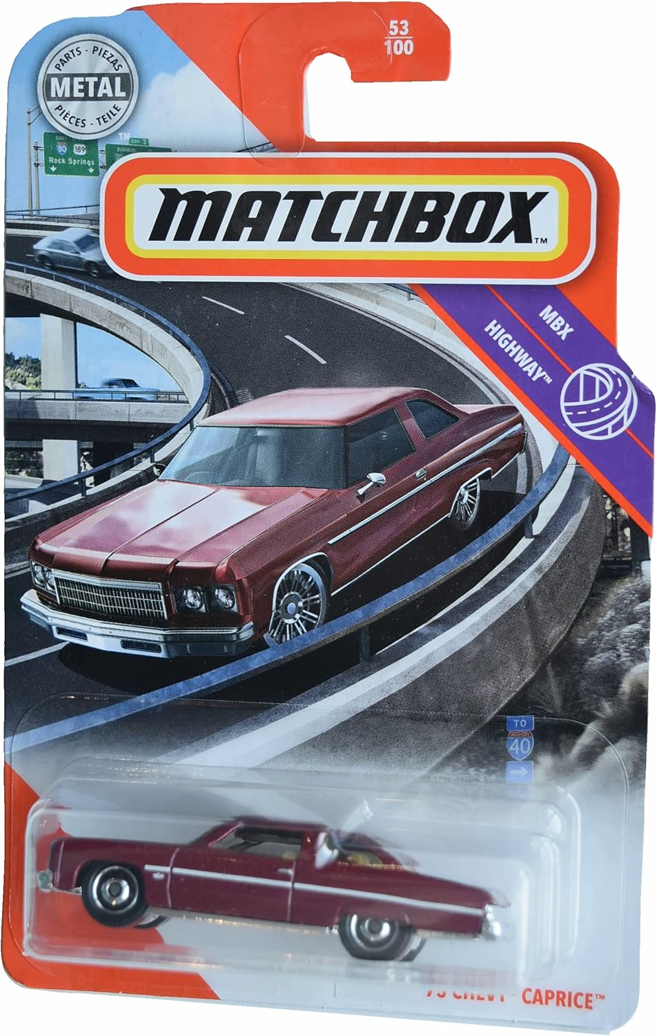Amazon.com: Matchbox '75 Chevy Caprice, MBX Highway 53/100 : Toys & Games