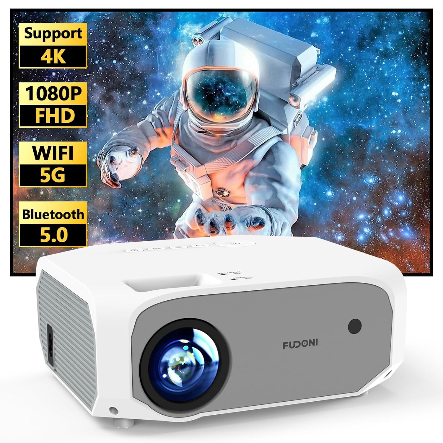 Projector with WiFi and Bluetooth, 5G WiFi 4K Projector Native 1080P ...