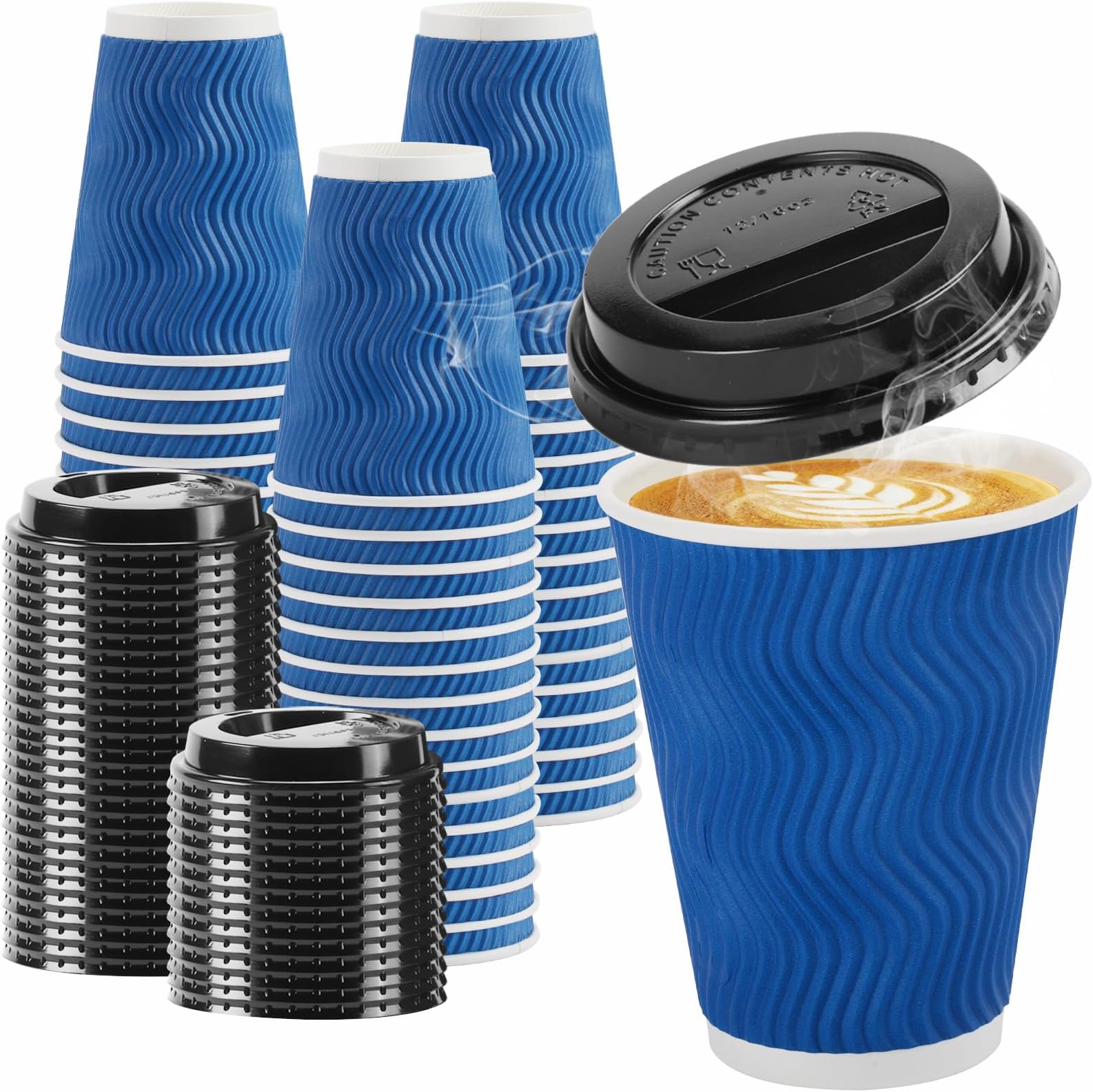 Amazon.com: Nobleroyalcity-(NRC) Disposable Coffee Cups with Lids 12 oz ...