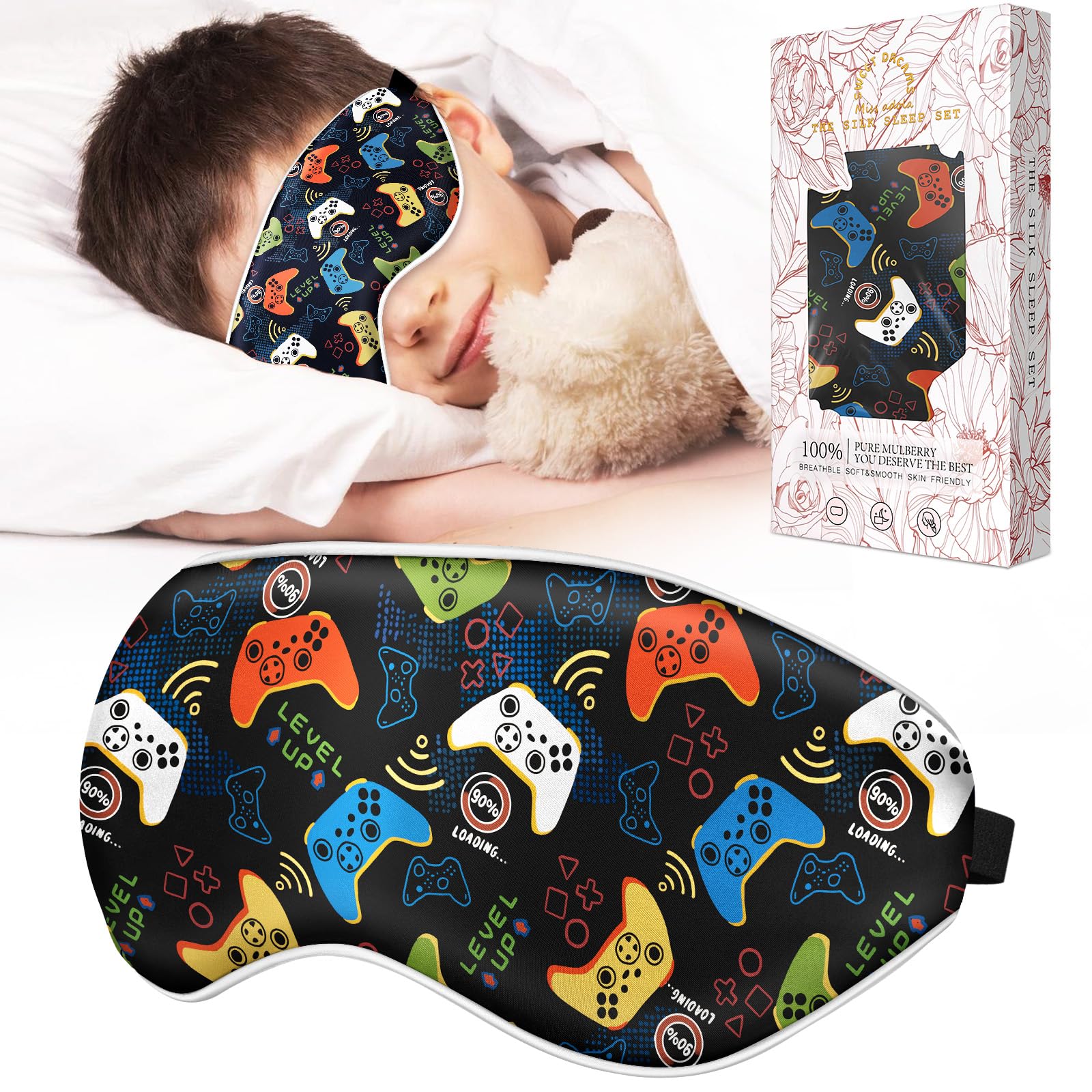 Amazon.com: Miss Adola Kids Sleep Mask - Silk Sleep Mask for Kids Cute ...