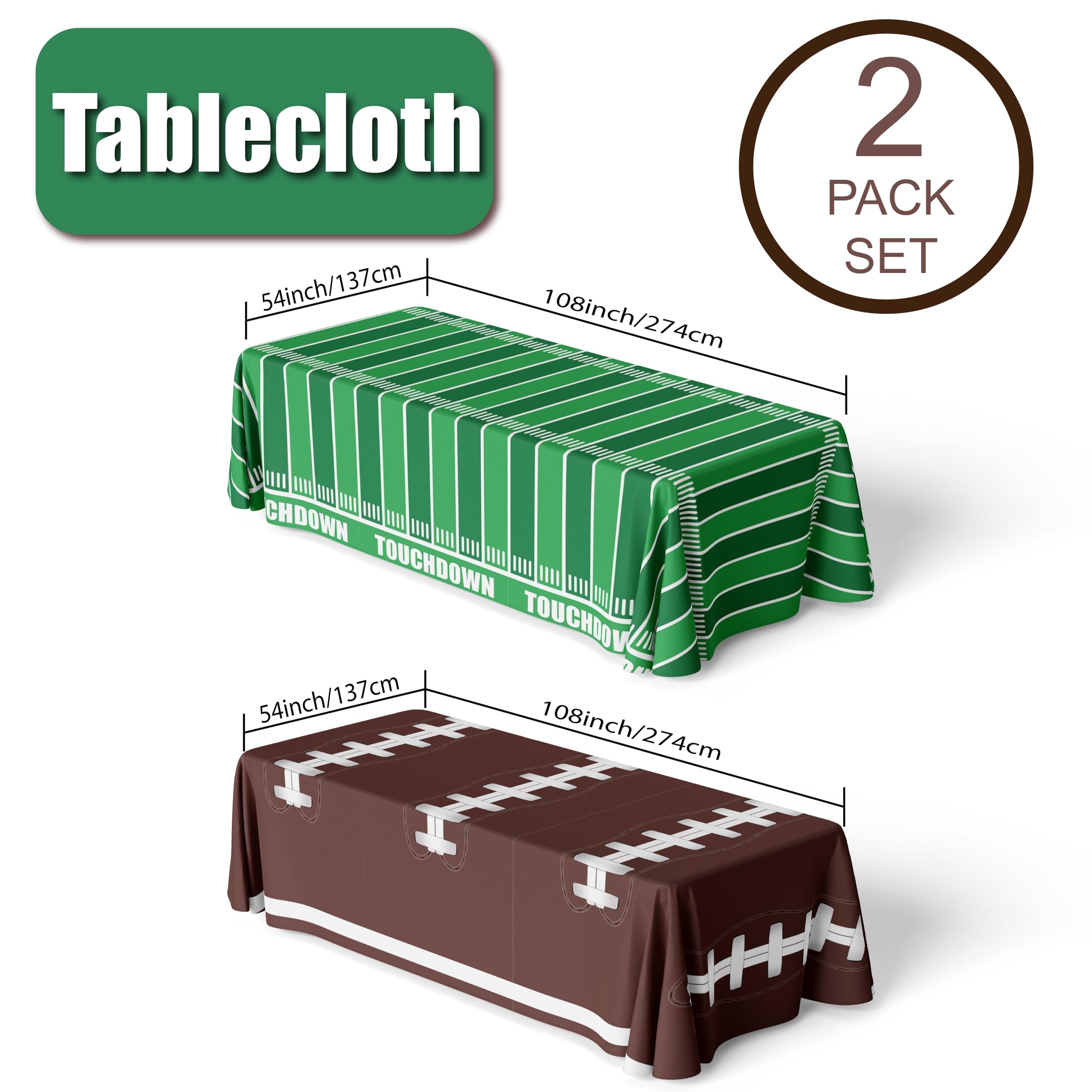 Football Party Tablecloth S - 2 Pack Disposable Football Field Design ...