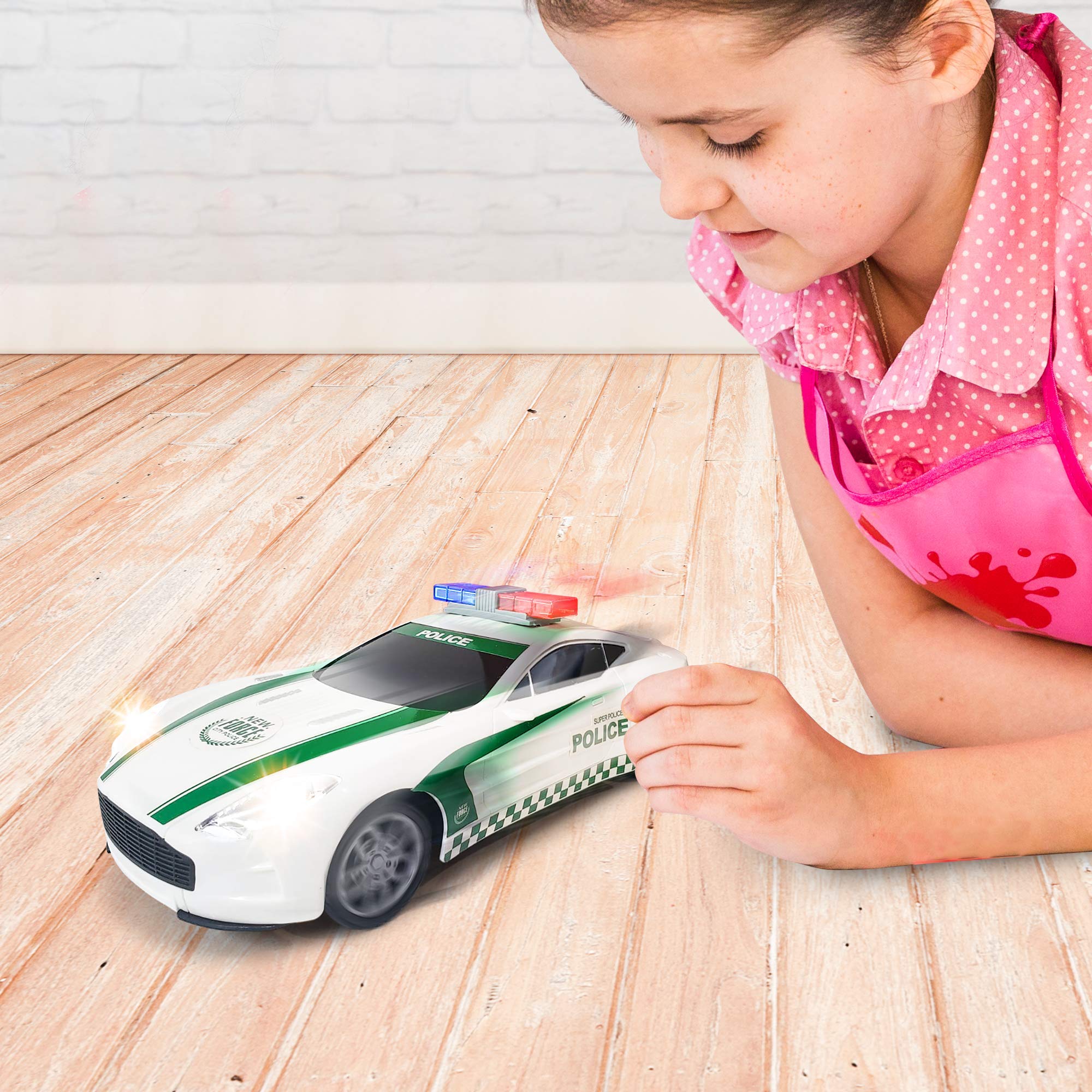 Buy ArtCreativity Light-Up Police Car with LED Headlights, Taillights ...