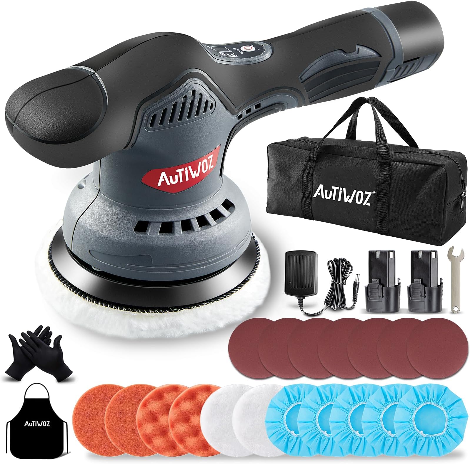 AUTIWOZ Cordless Car Buffer Polisher Machine Dual Action Polishing ...
