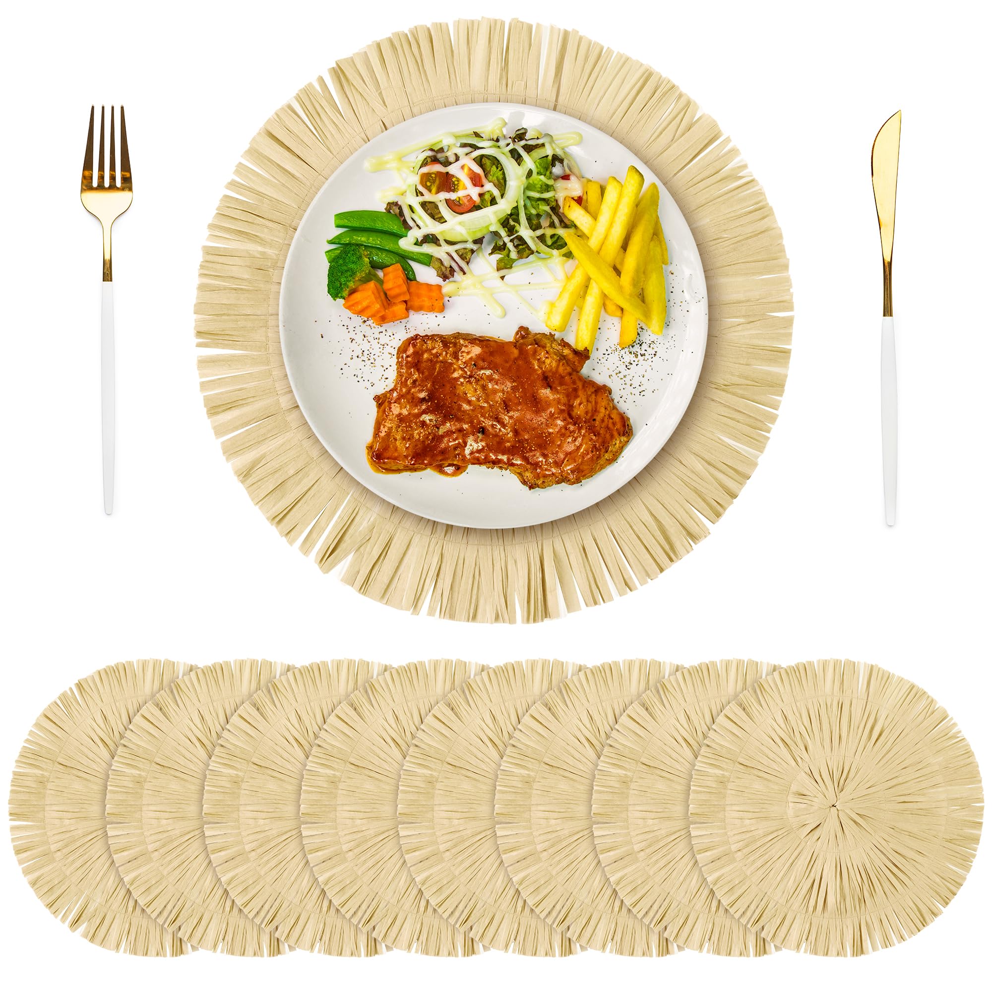 Amazon.com: Fovths Hawaii Luau Placemats Bulk 13 Inch Woven Boho Fringe ...