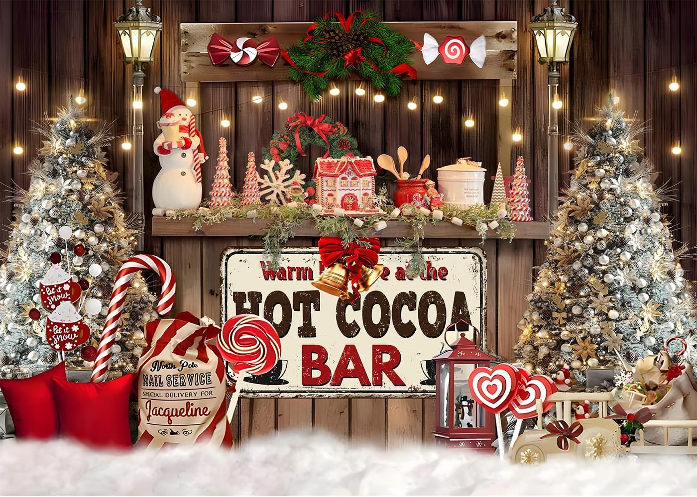 Amazon.com : Christmas Hot Cocoa Bar Backdrop for Photoshoot Winter ...