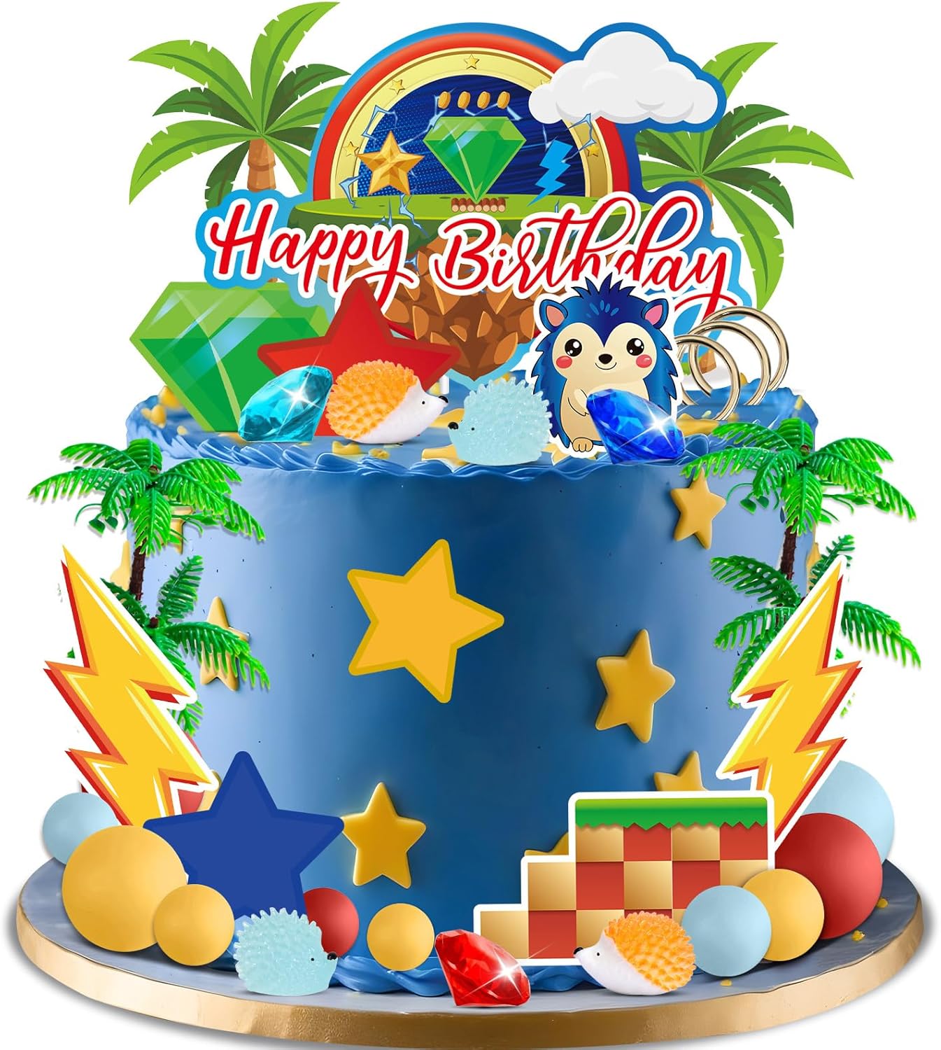 Amazon.com: GZDUCK Hedgehog Cake Topper- Hedgehog Cake Decoration, Blue ...