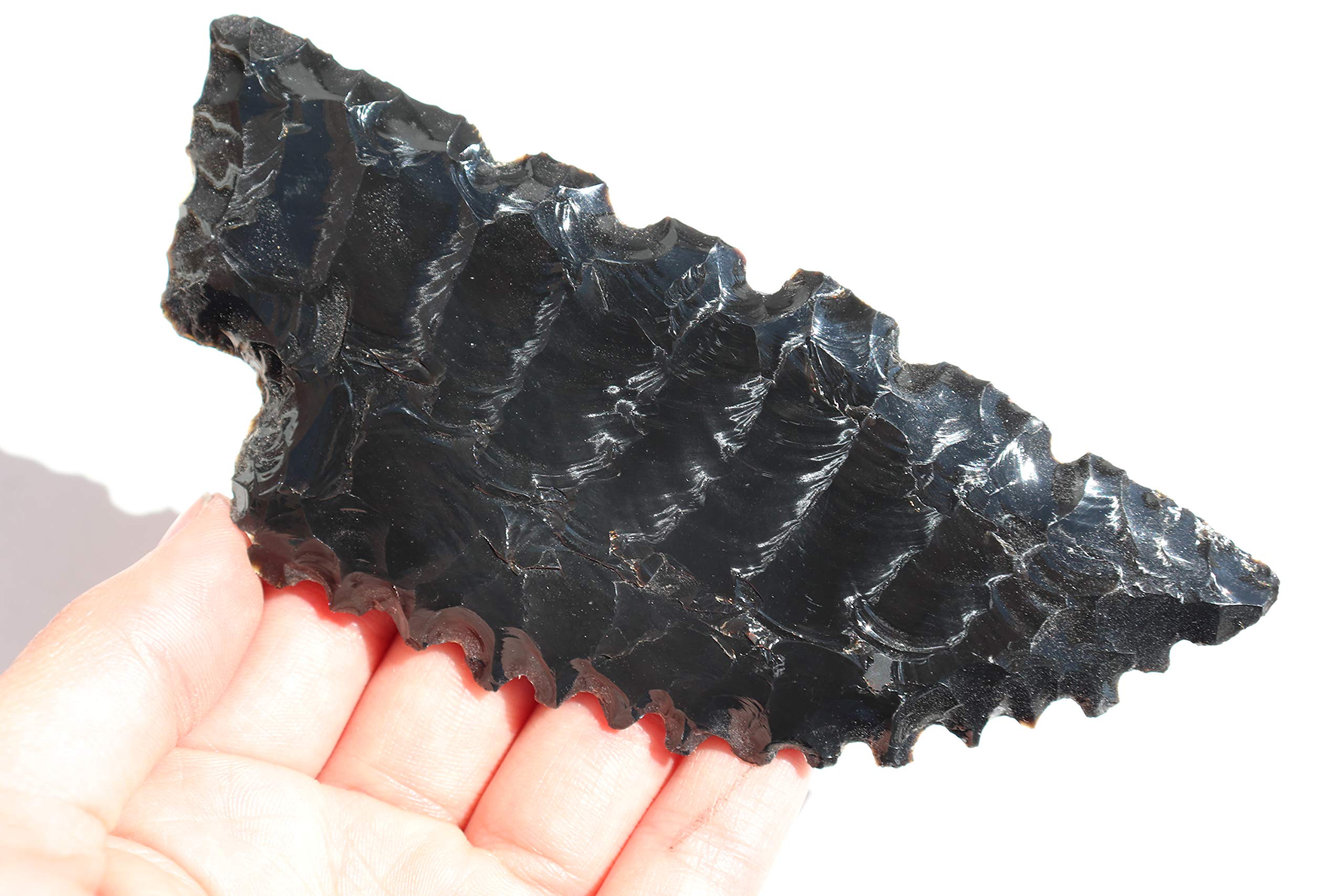 Buy 4-3/4" Dark Burns Green Obsidian Flint Knapped/Knapping Pressure ...
