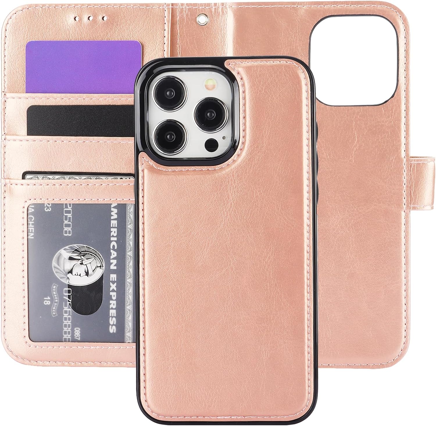 Amazon.com: Bocasal Detachable Wallet Case for iPhone 15 Pro Max RFID Blocking Card Slots Holder ...