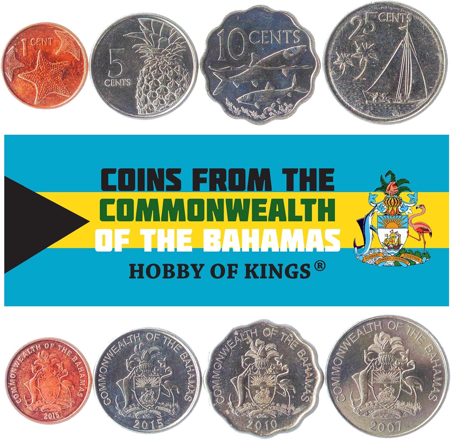 Amazon.com: 4 Coins from The Bahamas | Bahamian Coin Set Collection 1 5 ...