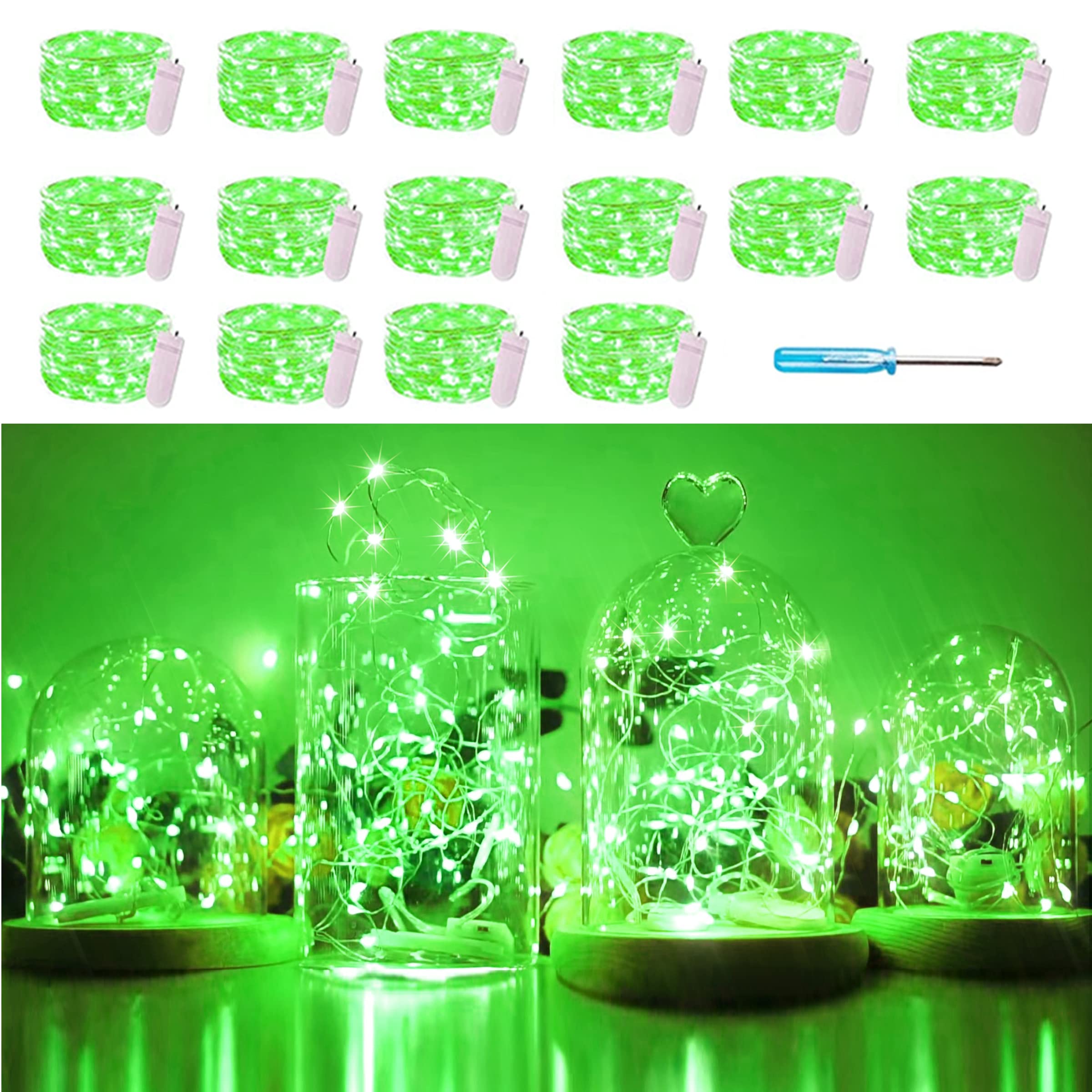 Amazon.com: SunKite Green LED Fairy String Lights Battery Powered, 16 ...