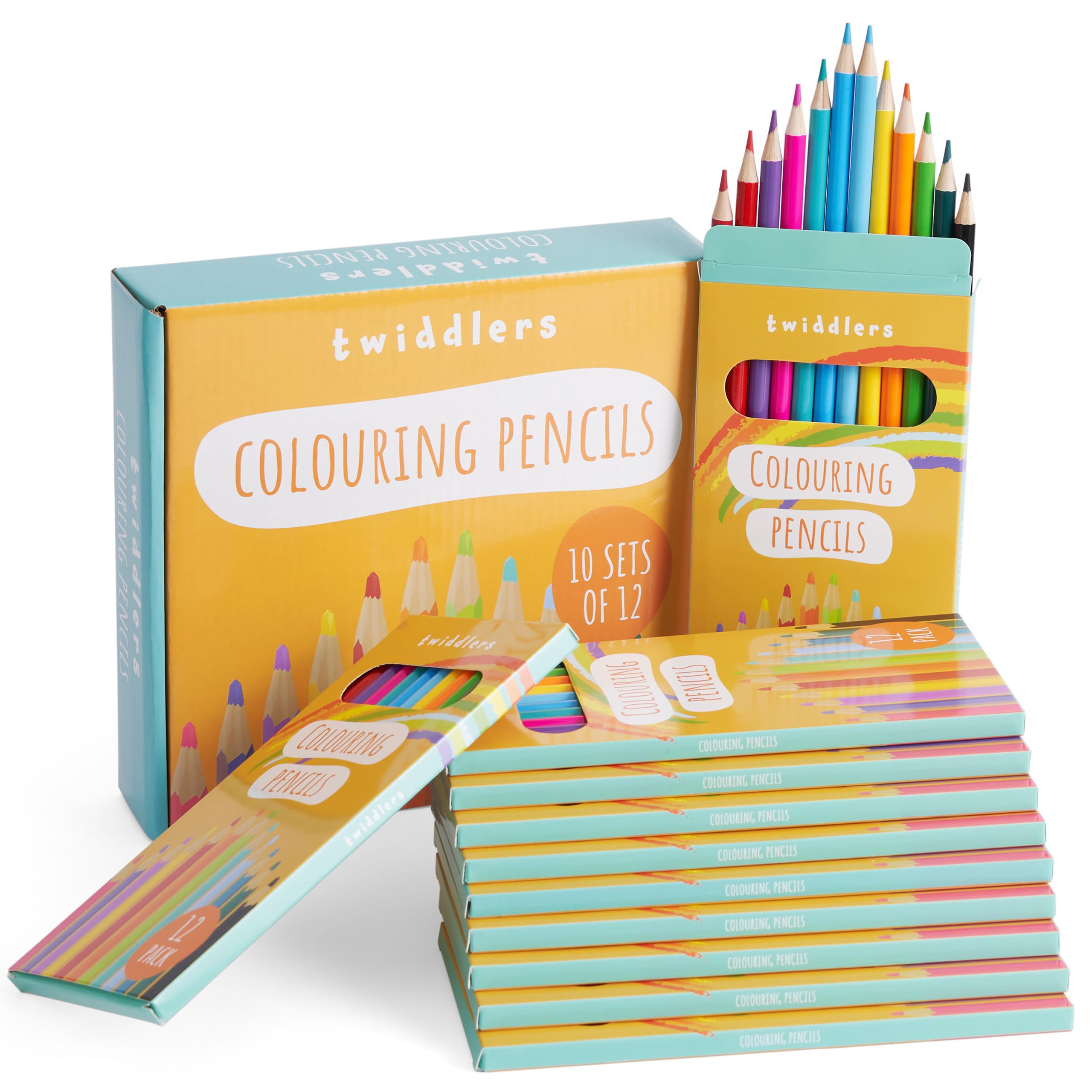 THE TWIDDLERS - 10 Boxes of Colouring Pencils for Children, 12 Pencils ...