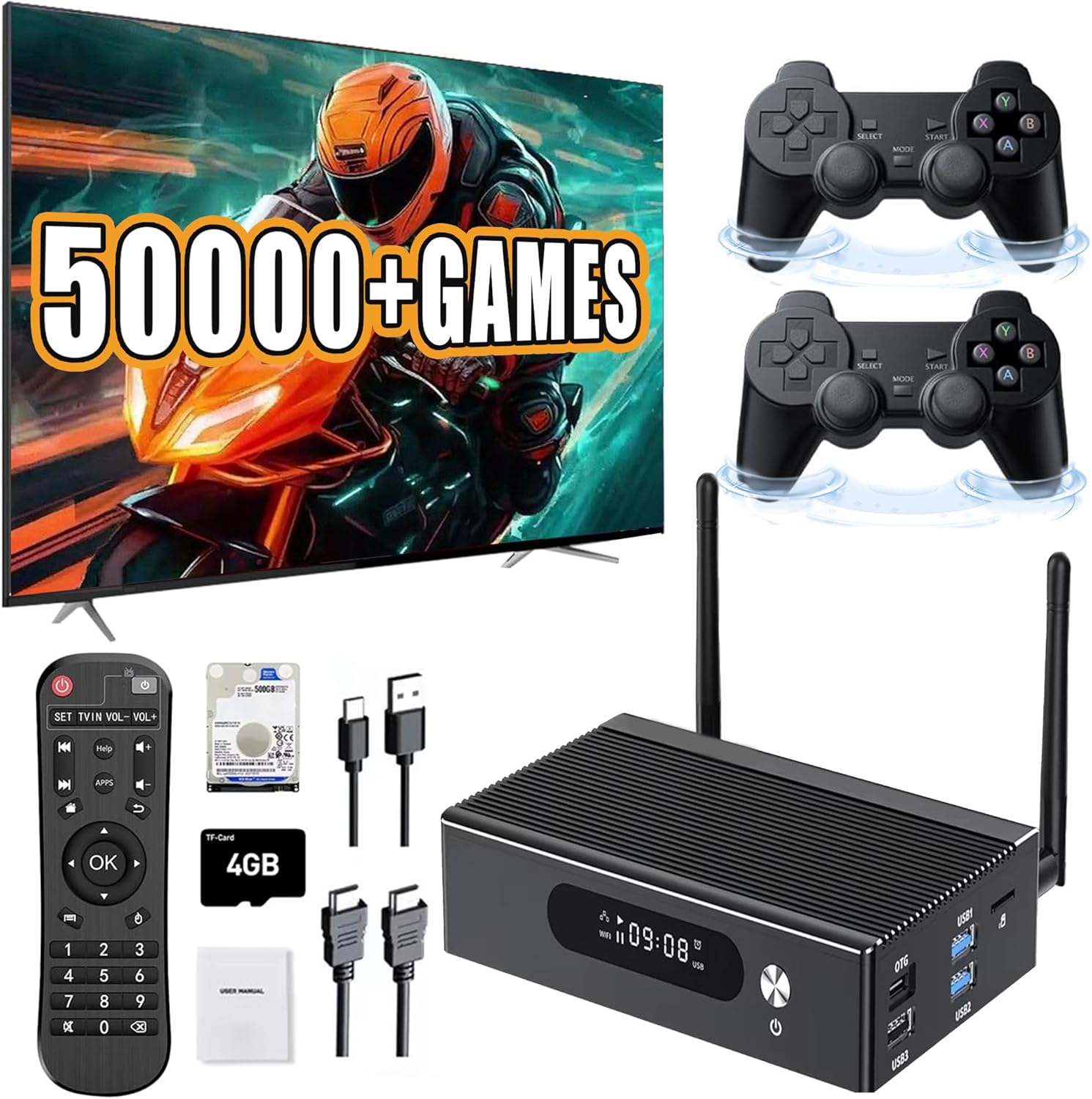 Amazon.com: Super Console X3 Pro Retro Game Console Pre-Built-in 50000 ...