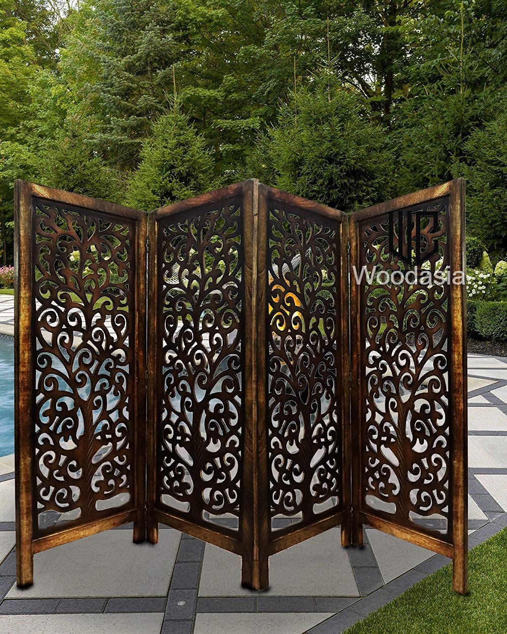 Buy Woodasia 4 Ft. Height Wooden Partition Screen/Room Divider ...