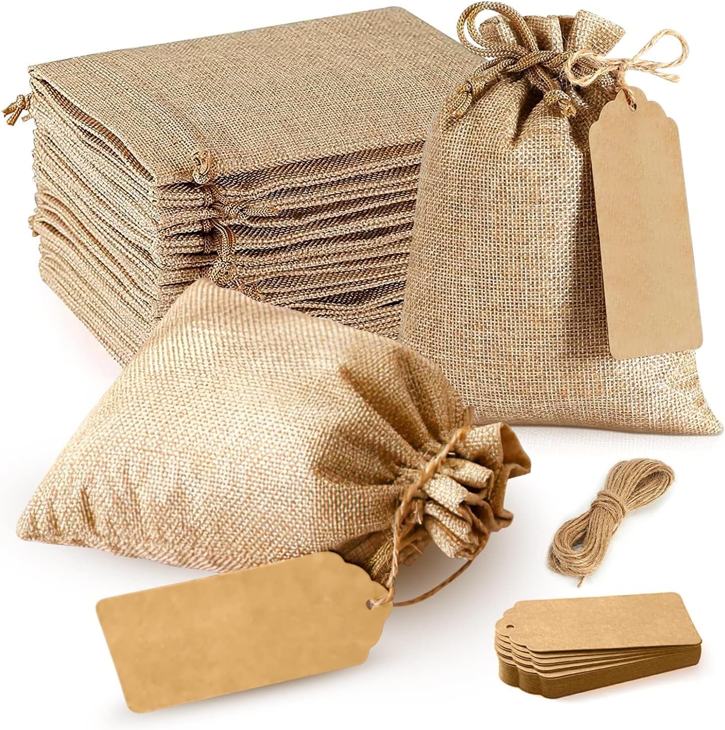 Burlap Drawstring Bags, 20Pcs Reusable Grocery Burlap Bags with ...