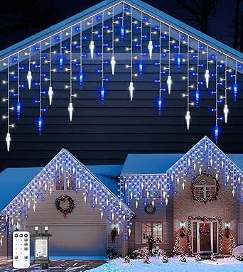 Icicle Outdoor Christmas Lights,10M/33FT 270 LED Icicle Lights with 45 ...
