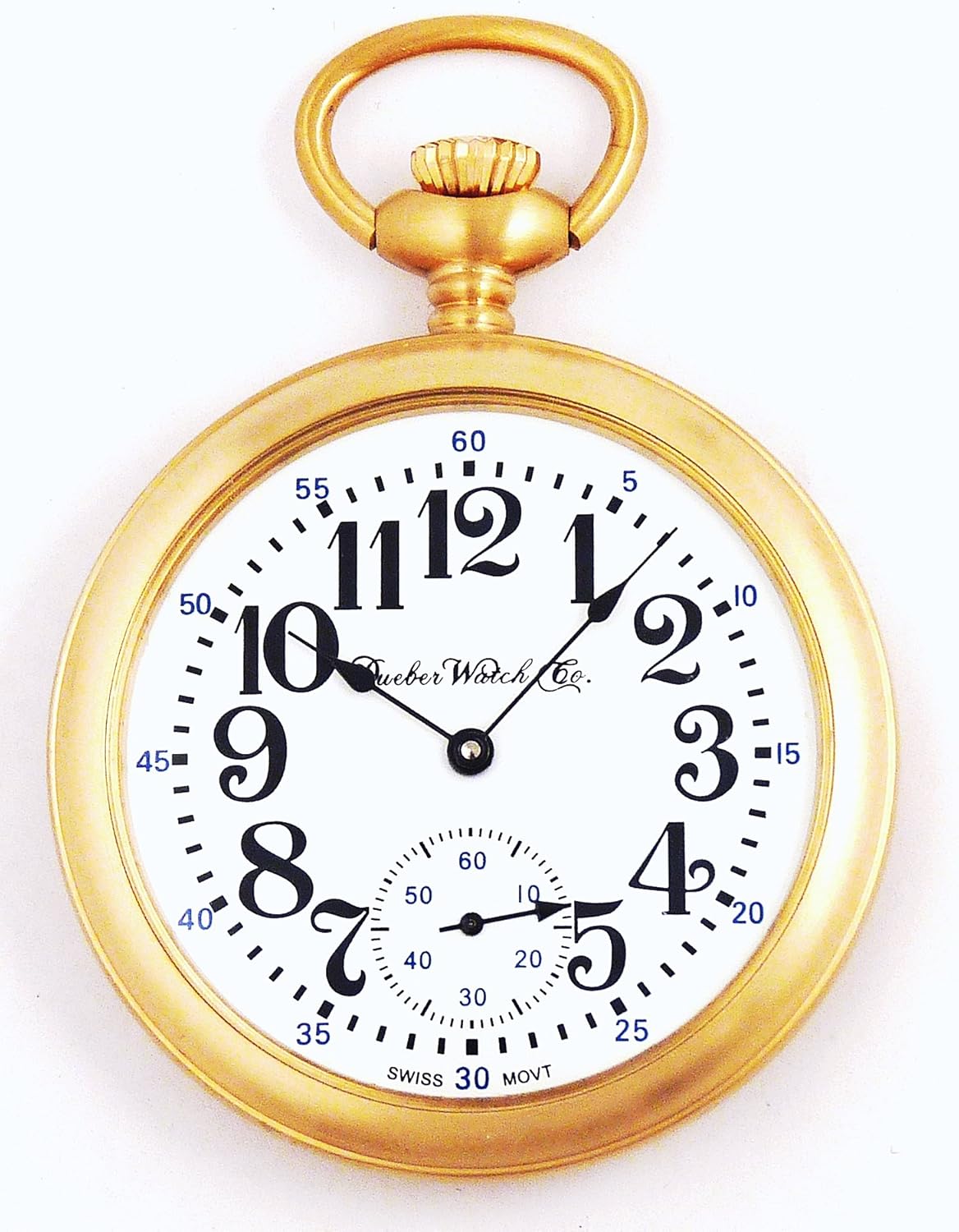 Amazon.com: Dueber Swiss Mechanical Pocket Watch, Satin Gold Open Face ...