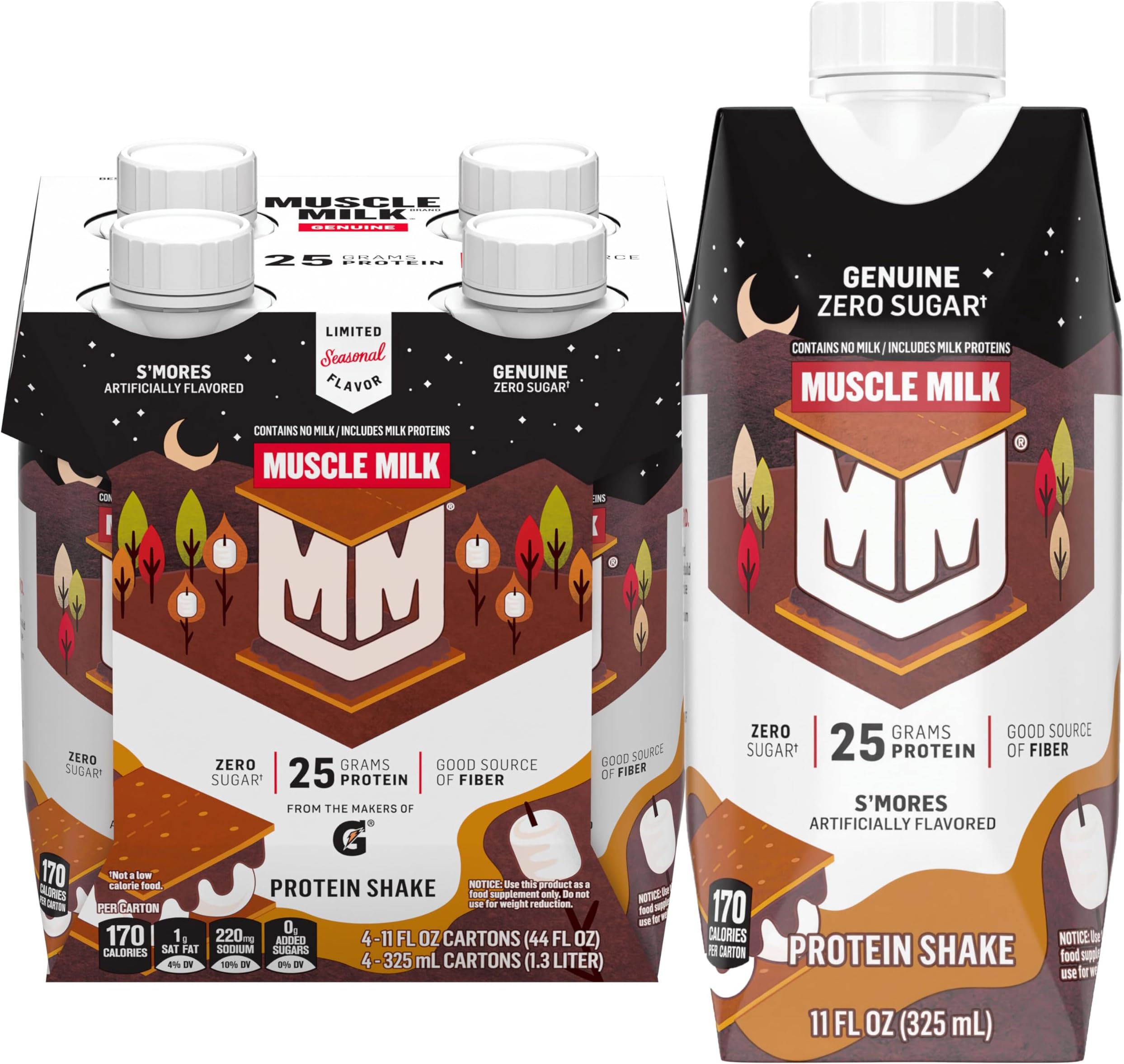 Amazon.com : Muscle Milk Genuine Protein Shake,S'mores, 25g Protein, 11 ...