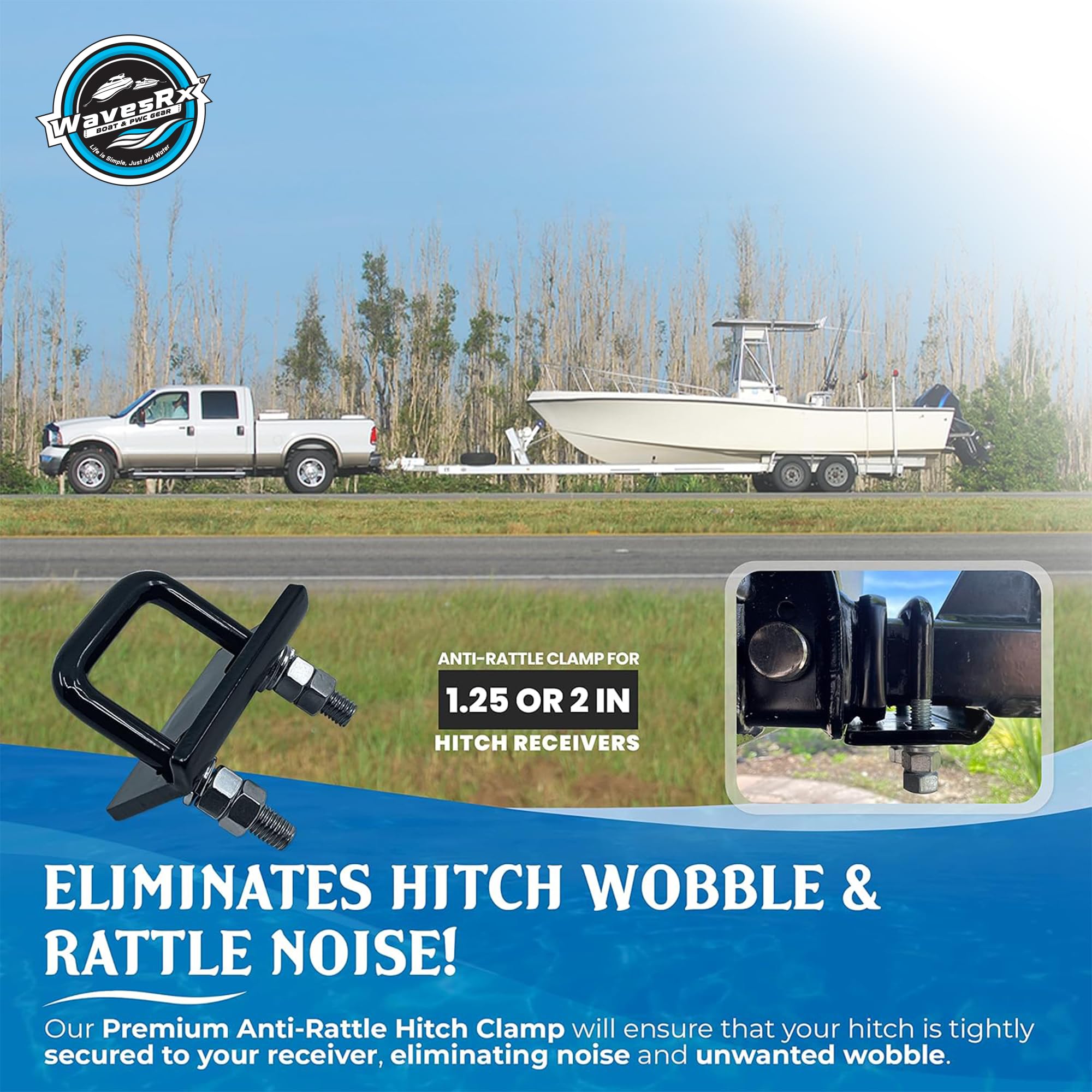 Snapklik.com : WAVESRX Anti-Rattle Hitch Tightener Clamp For 1.25 Inch ...