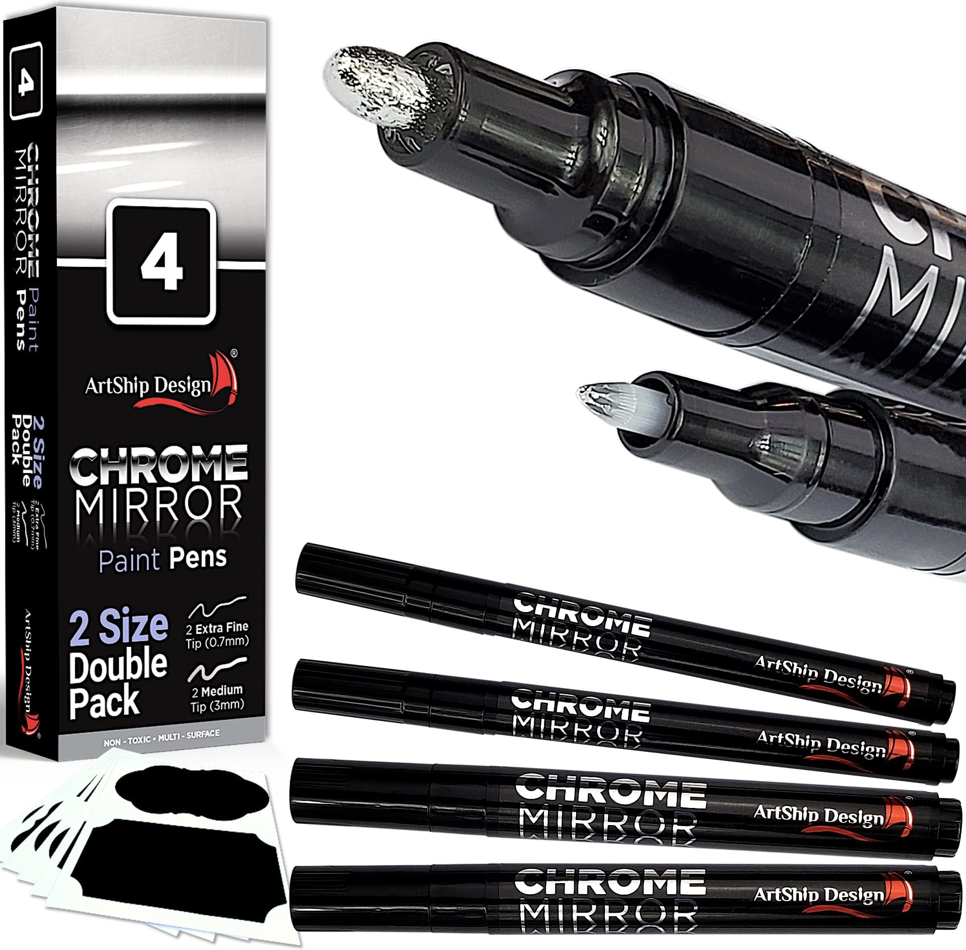 Amazon.com: ZOET 3PK Chrome Marker Pen for Any Surface | Chrome Paint ...