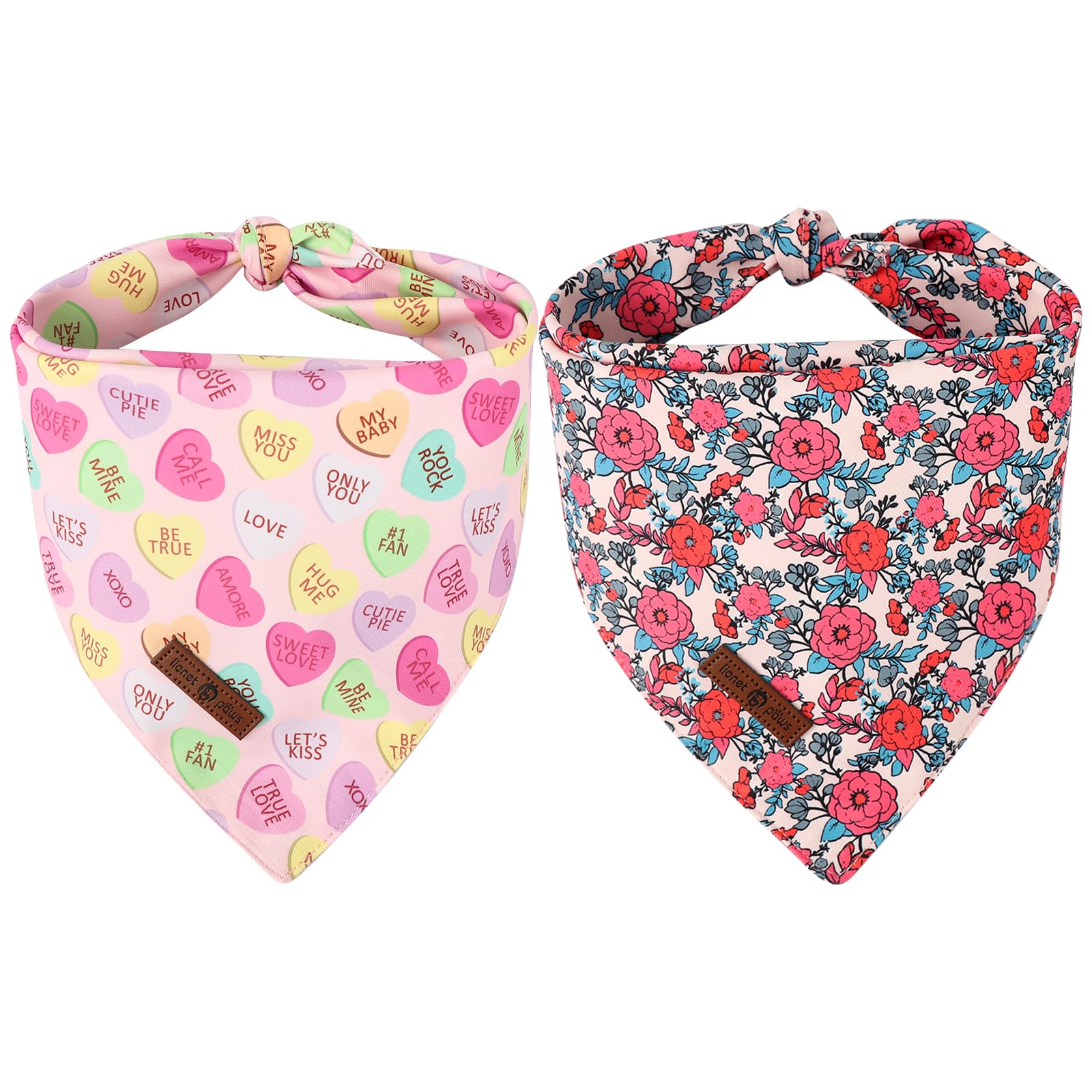 Amazon.com : Lionet Paws Valentine's Day 2pcs Dog Bandanas, Red Floral ...