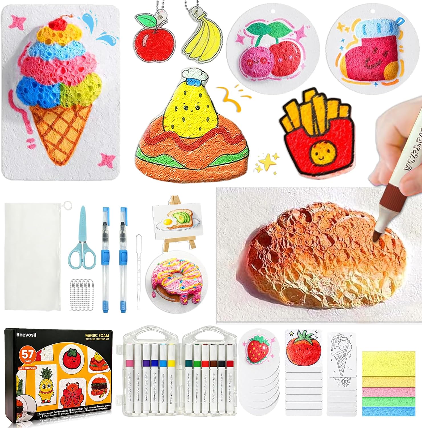Amazon.com: Rhevosil 57 Pcs Magic Foam Texture Painting Kit, Arts and ...