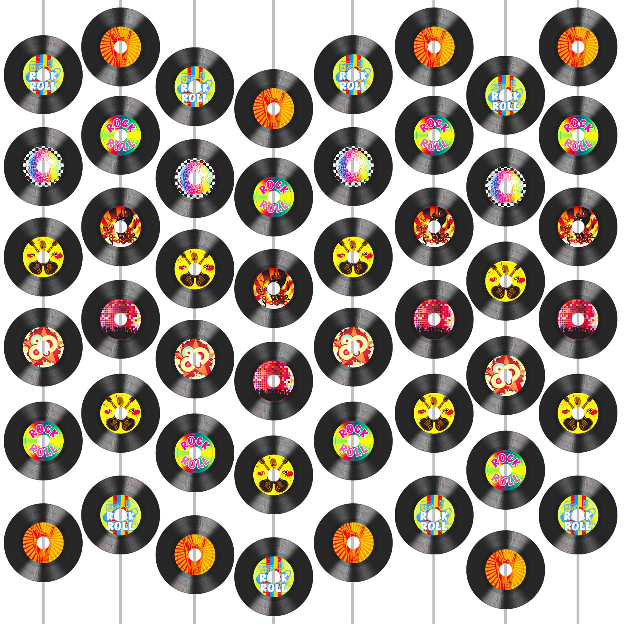 Amazon.com: 8 PCS Record Party Garlands Rock and Roll Paper Banners ...