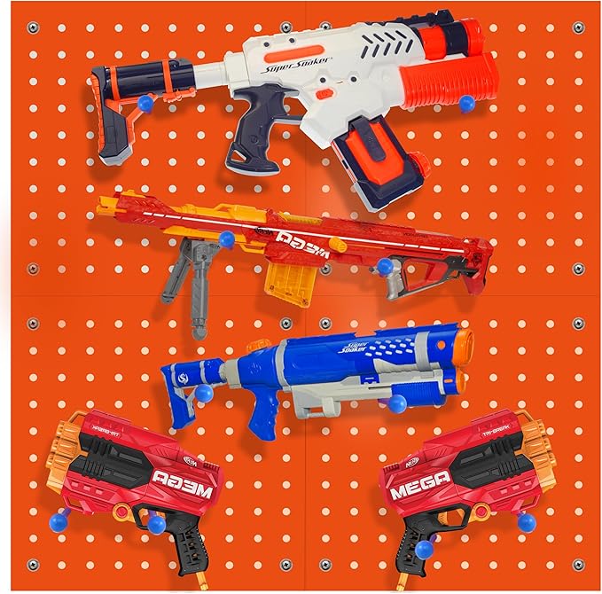 Skywin Wooden Peg Board for Nerf Gun Storage Organizer - Hanging Holder ...