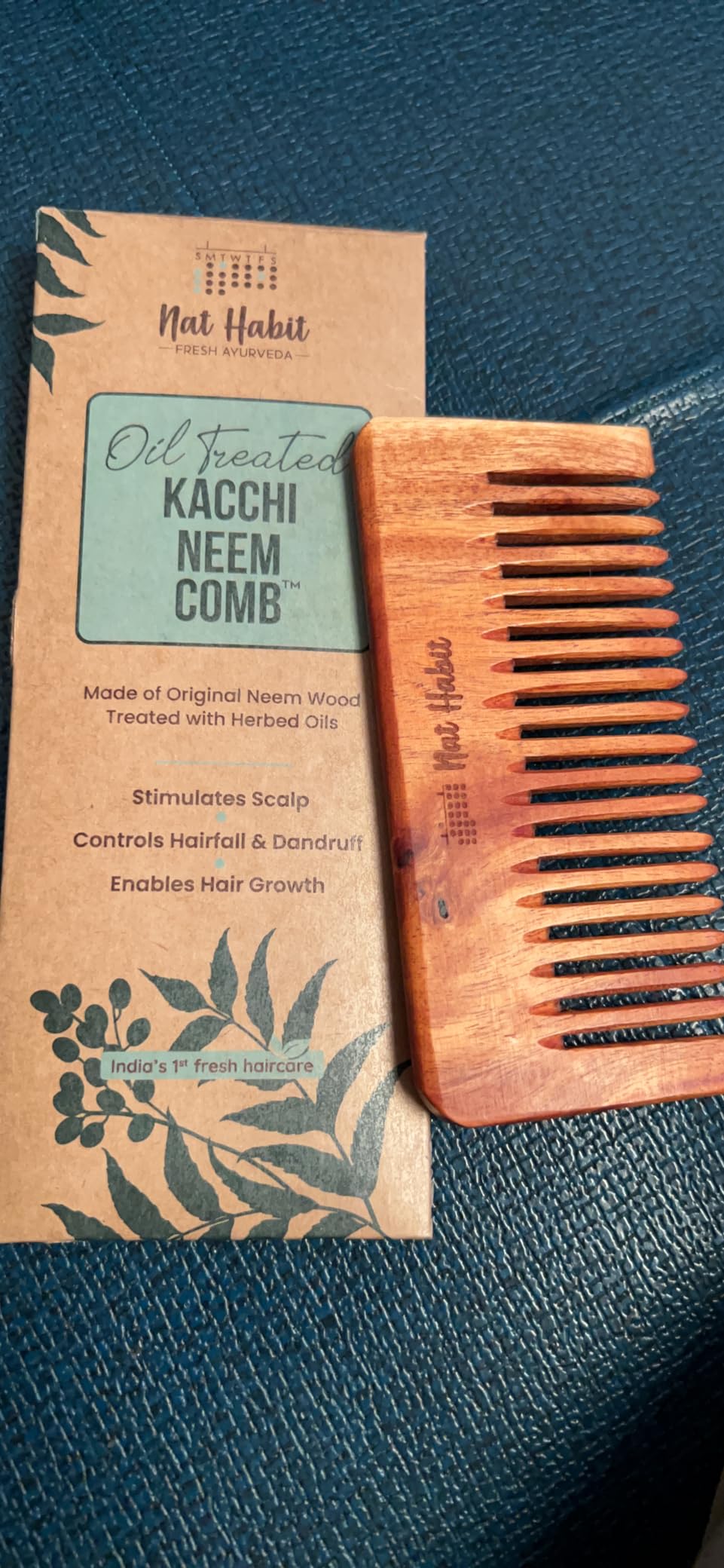 Buy Ayurveda Amrita Organic Neem Wood Comb for Detangle, Stimulating ...