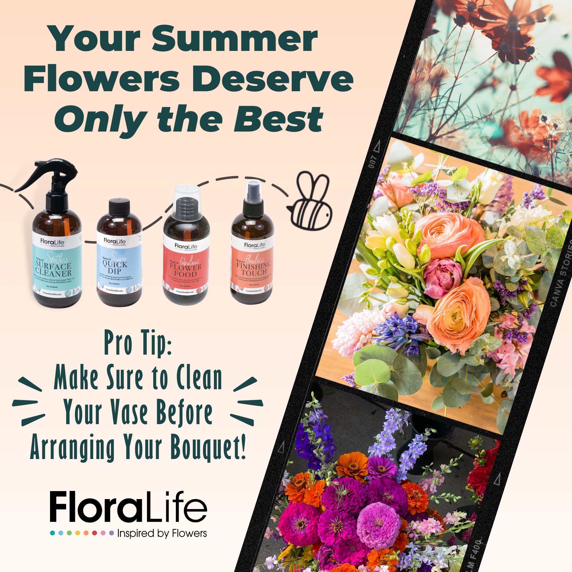 FloraLife Fresh-Cut Flower Care Kit â€“ Flower Care Essentials Kit with ...