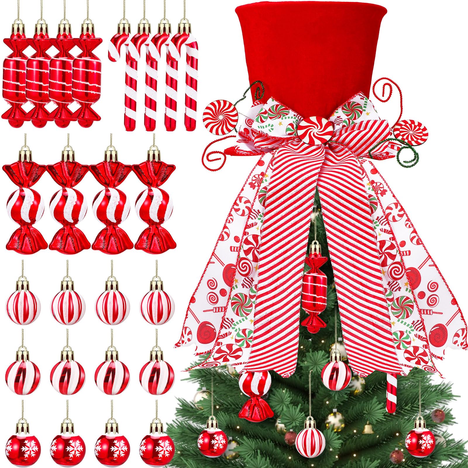 Amazon.com: Liliful 25 Pcs Christmas Tree Topper Decor Set Christmas ...
