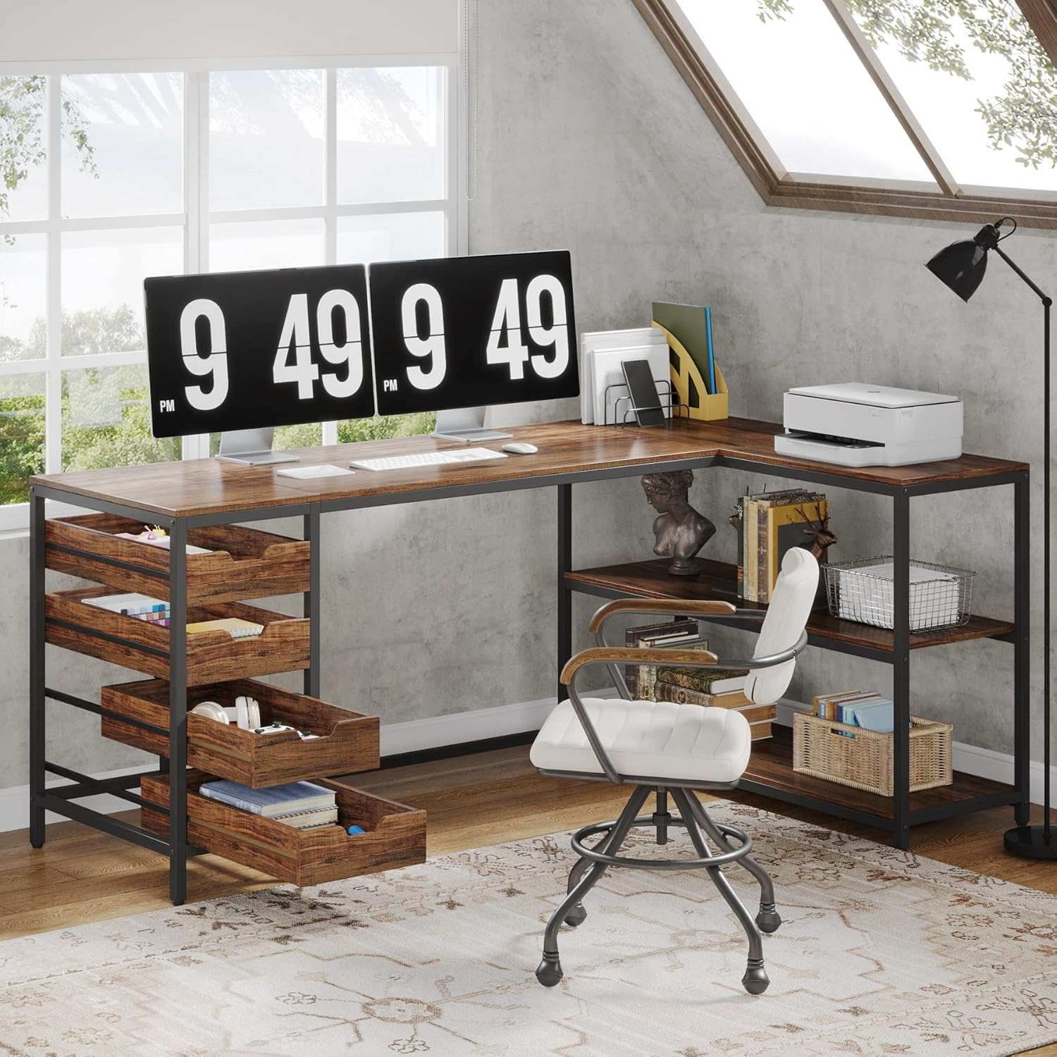 Amazon.com: Tribesigns 64.5" L-Shaped Desk, Reversible Computer Desk ...