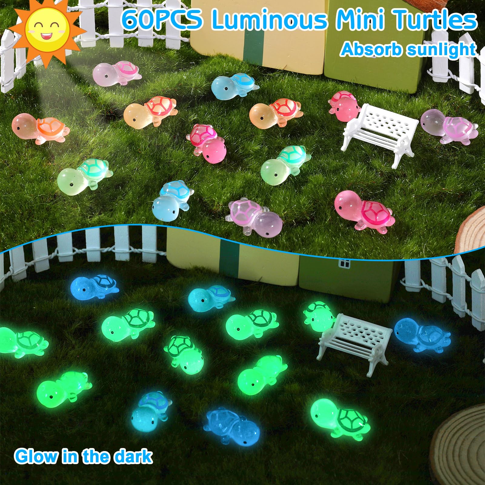 Ocean Diorama Supplies Dadiaei Clearance Mini Resin Turtles, Glow In ...