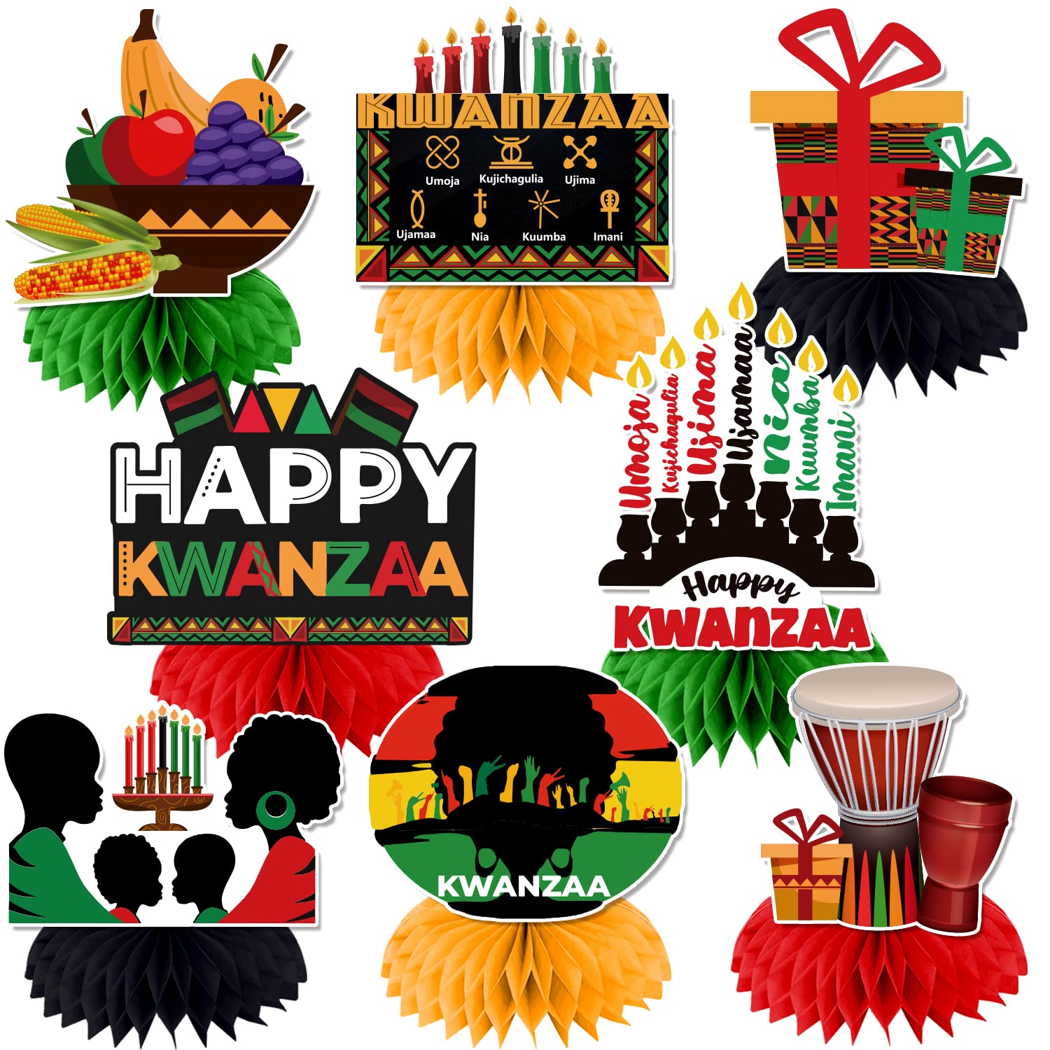 Amazon.com: 8 Pcs Kwanzaa Table Decorations, Happy Kwanzaa Decorations ...
