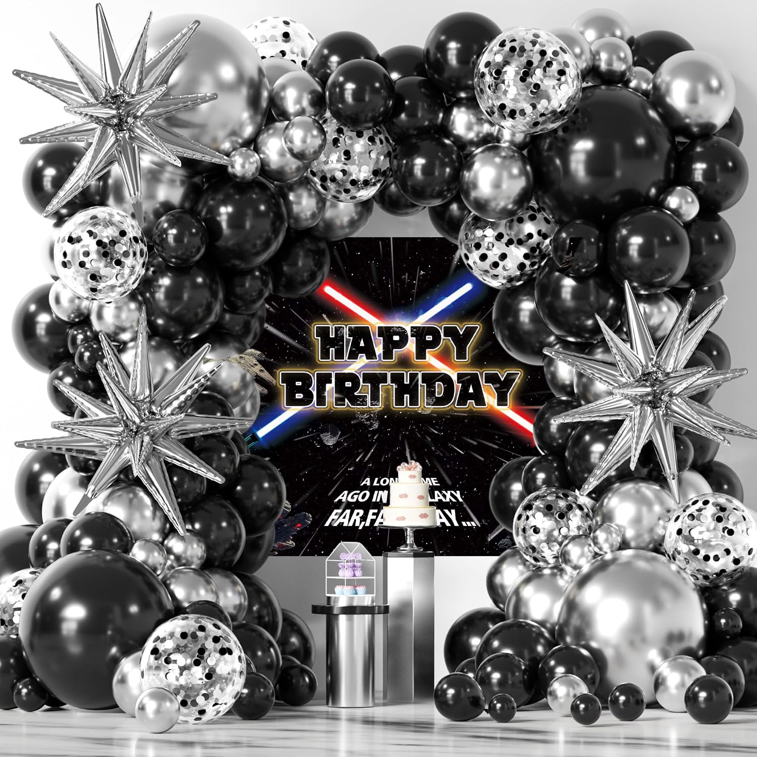 Amazon.com: 177PCS Star Themed Backdrop with Balloons Arch Kit for Boys ...