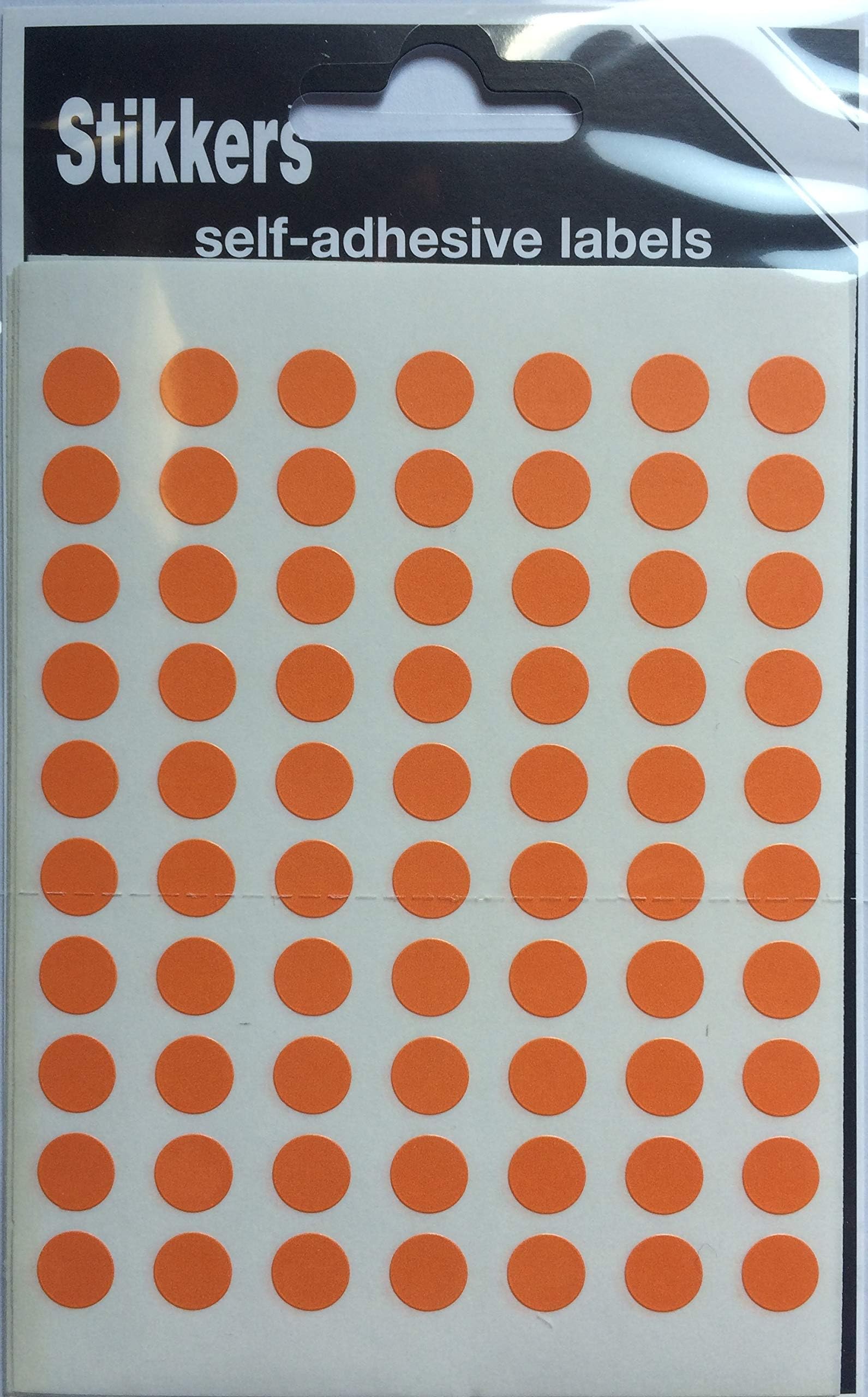 490 Orange 8mm Sticky Coloured Dots Easy Peel Self Adhesive Colour ...