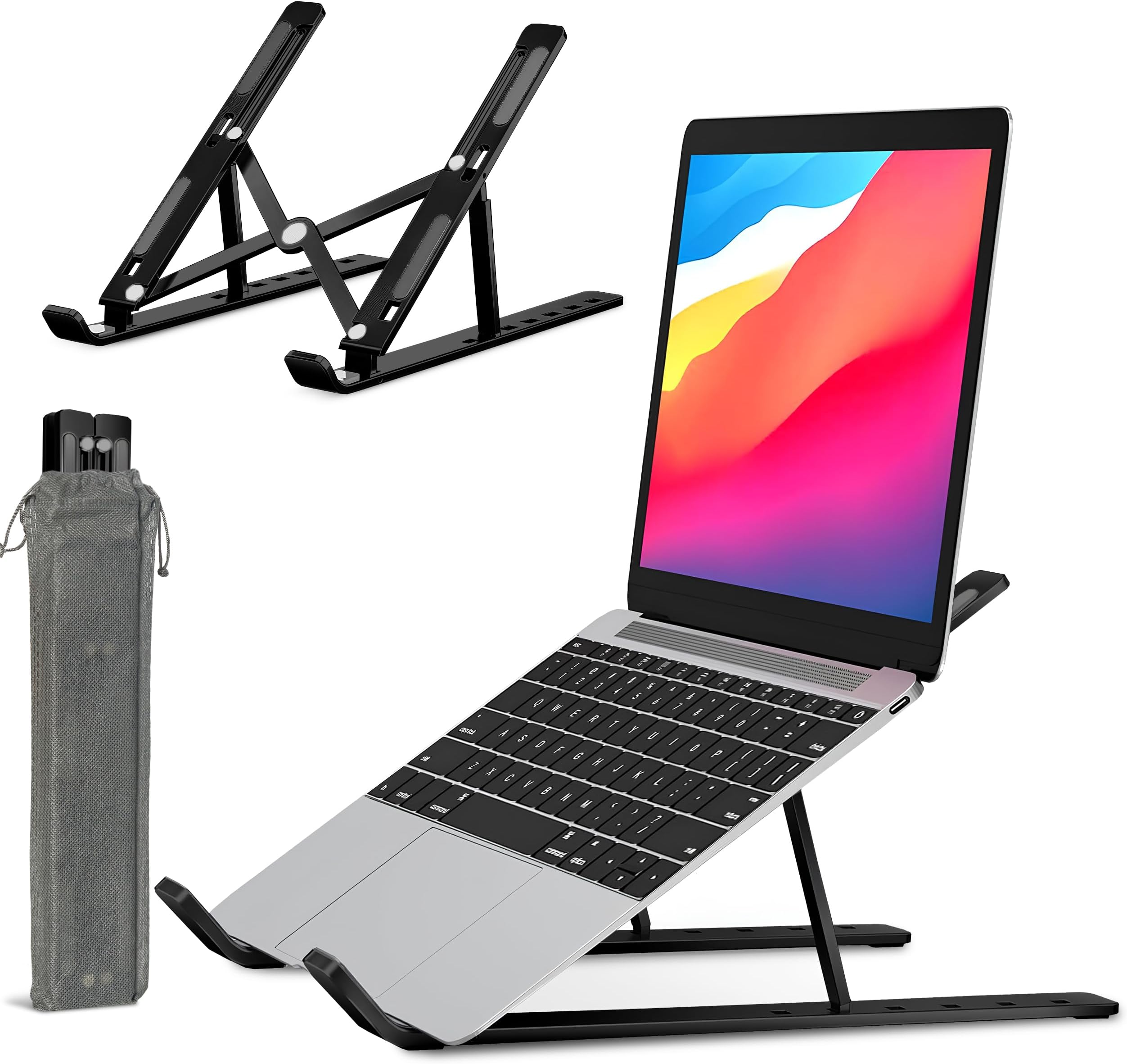 USLEET Black Laptop Stand for Desk – Adjustable & Portable Foldable ...