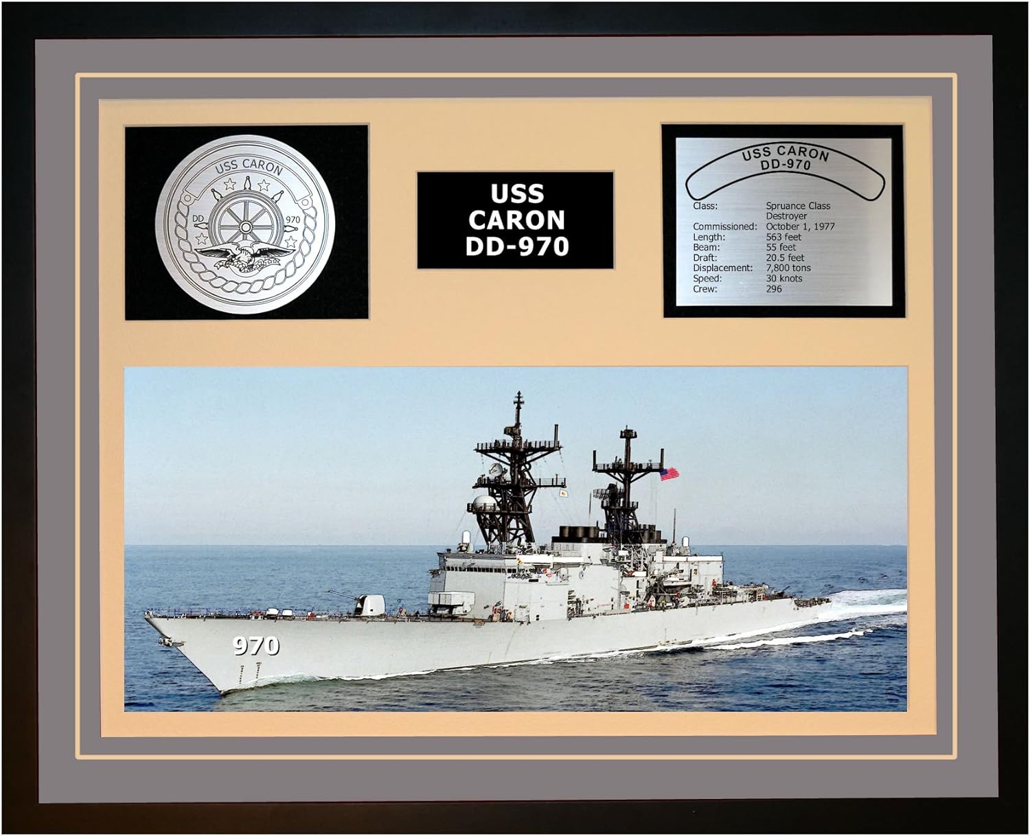 Amazon.com: Navy Emporium USS Caron DD 970 Framed Navy Ship Display ...
