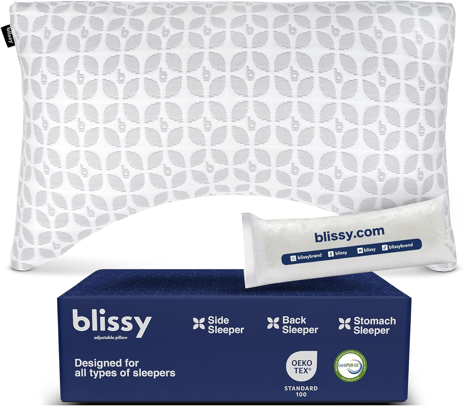 Amazon.com: BLISSY Adjustable Memory Foam Pillow with Cooling ...