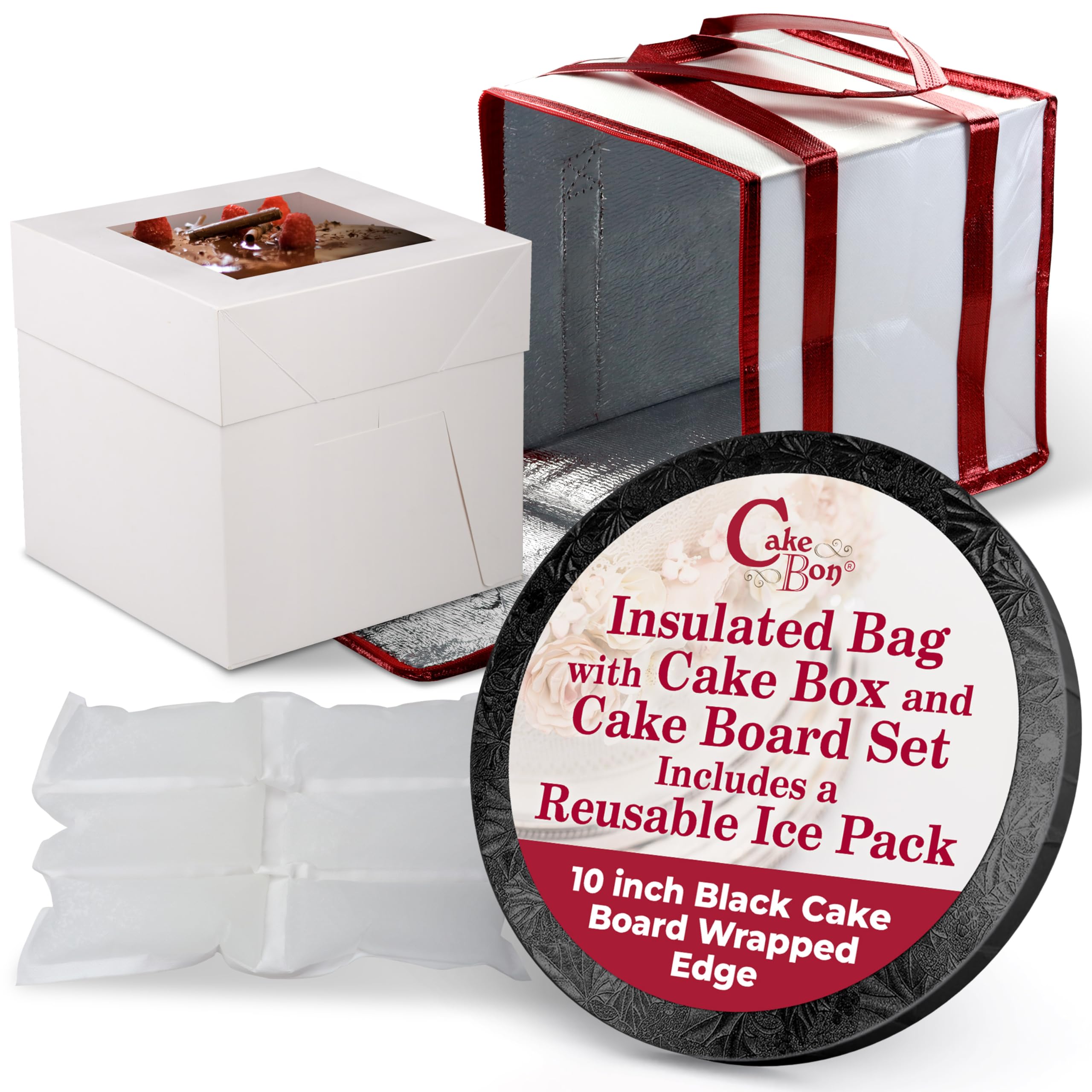Snapklik.com : Cakebon Cake Box And Boards, 10-Inch Round Black Wrapped ...