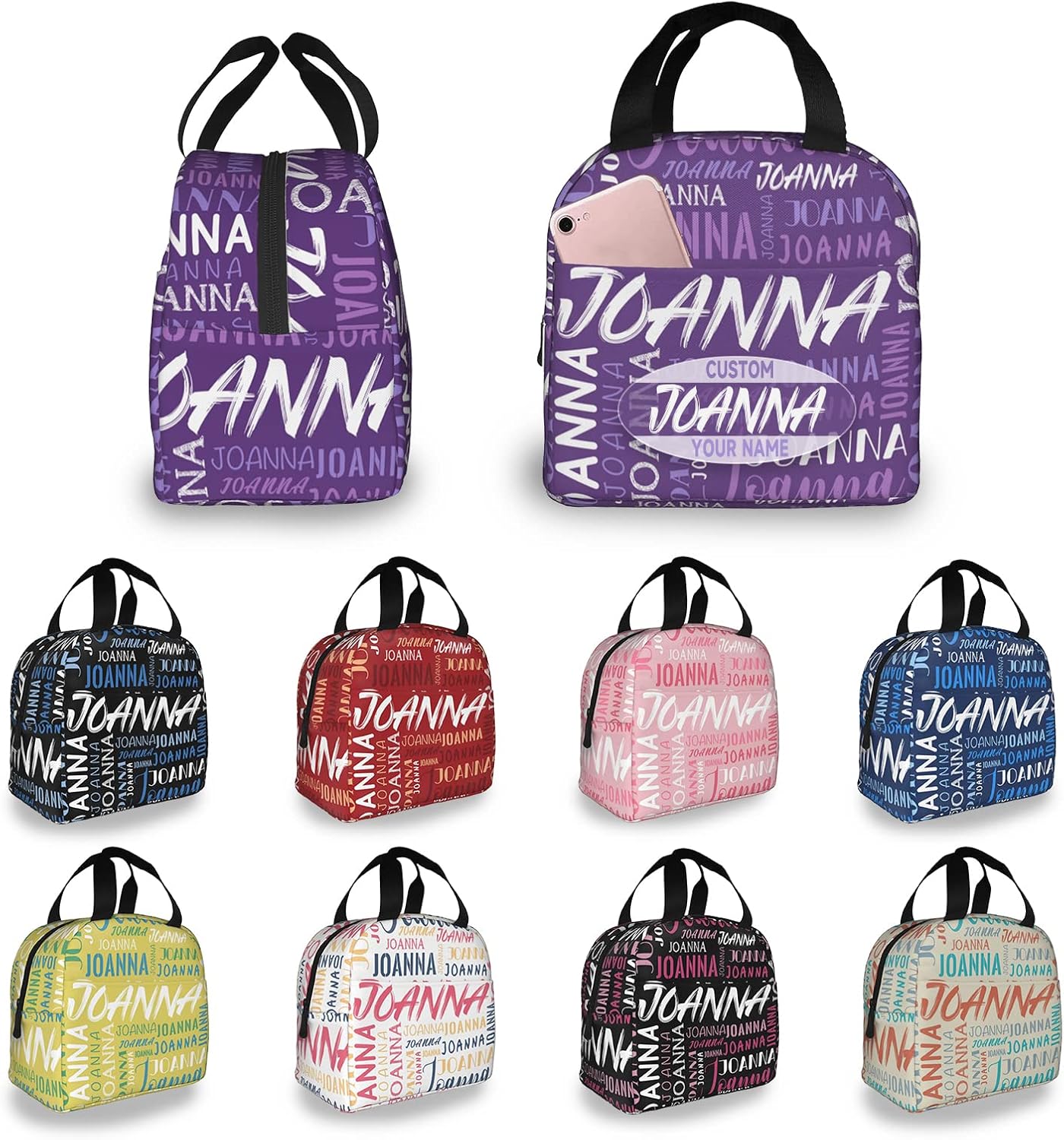 Amazon.com: Custom Name Lunch Bag, Personalized Insulated Lunch Box ...
